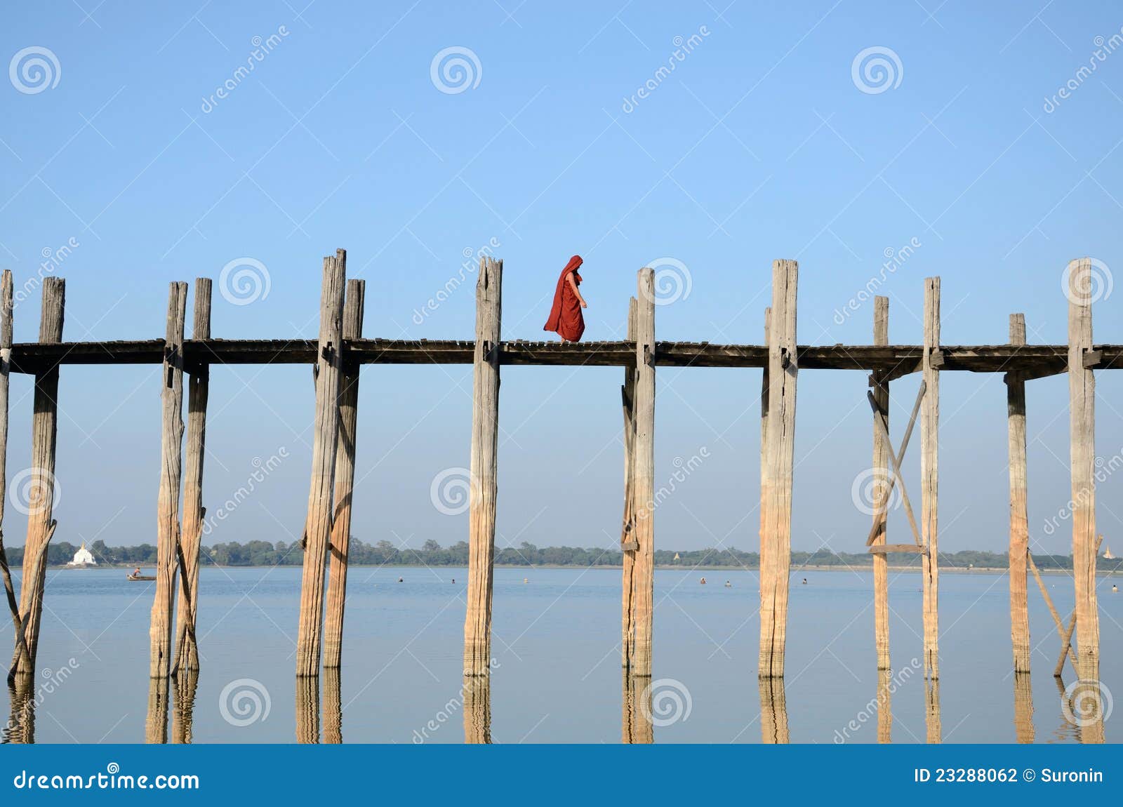 U Bein Bridge And People At Sunset Stock Photo | CartoonDealer.com ...