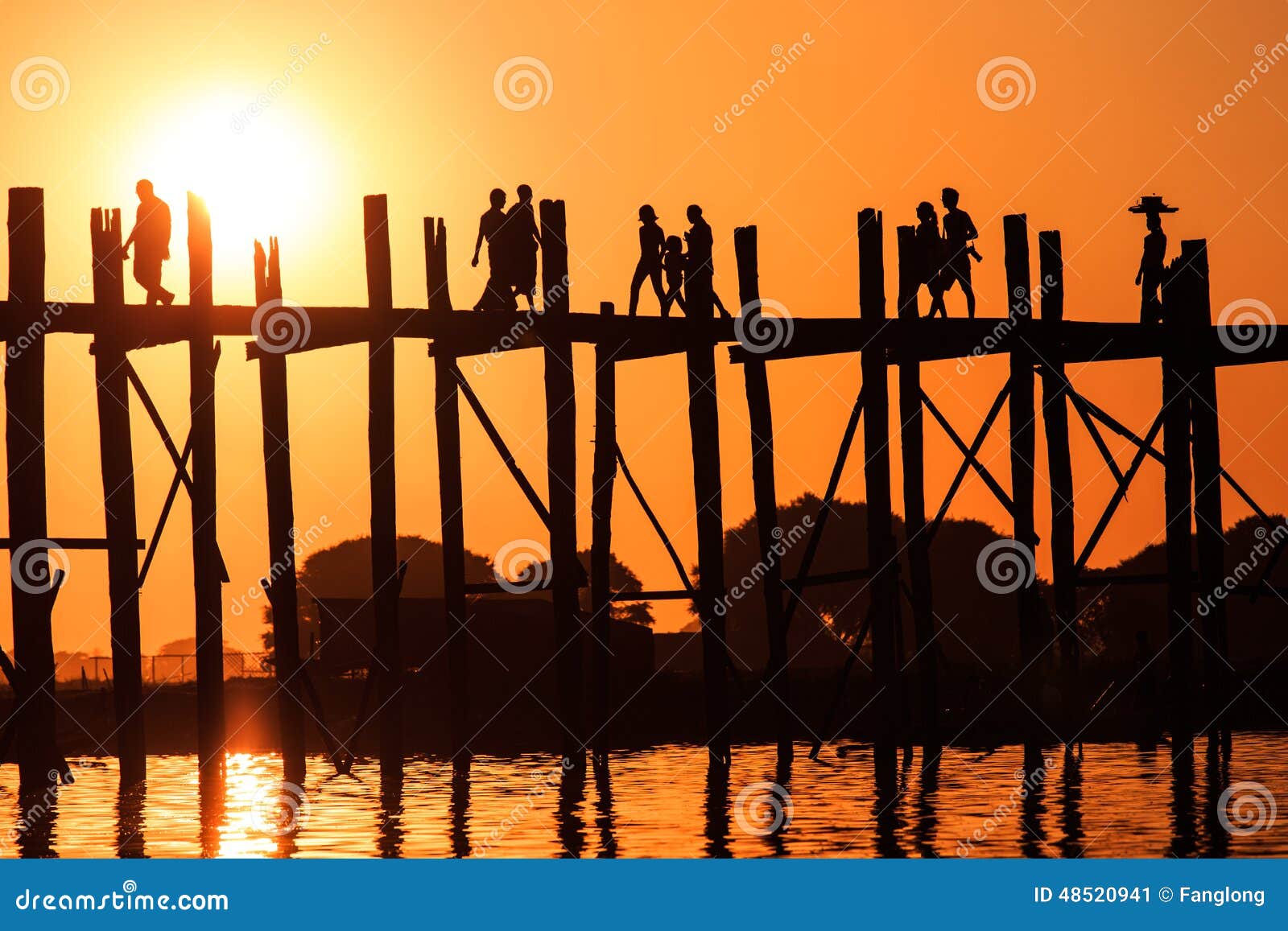 U Bein Bridge stock image. Image of myanmar, beautiful - 48520941