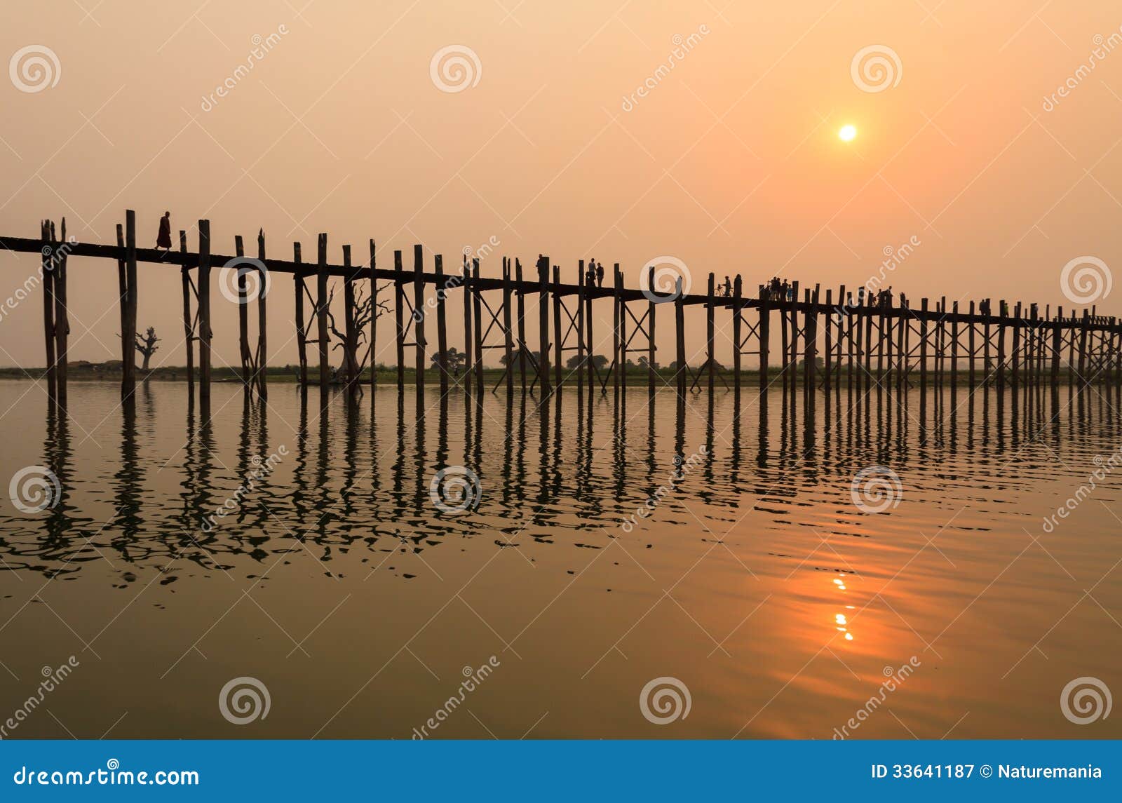 U-bein bridge,Myanmar stock image. Image of buddhism - 33641187