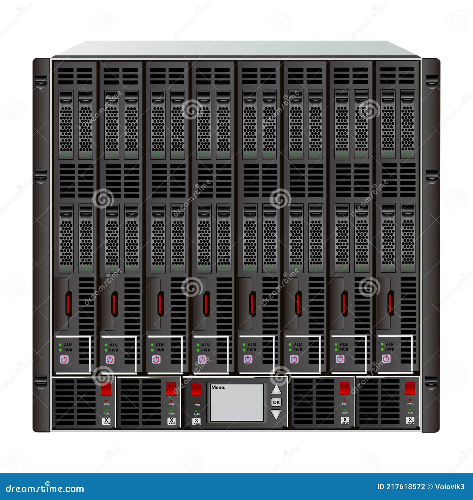 10u Blade Server with 8 Slots, 4 Power Supplies and Control Box with ...