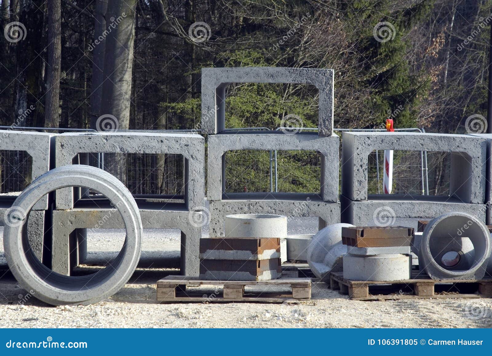 Precast Concrete Elements Storing at Construction Site Stock Image ...