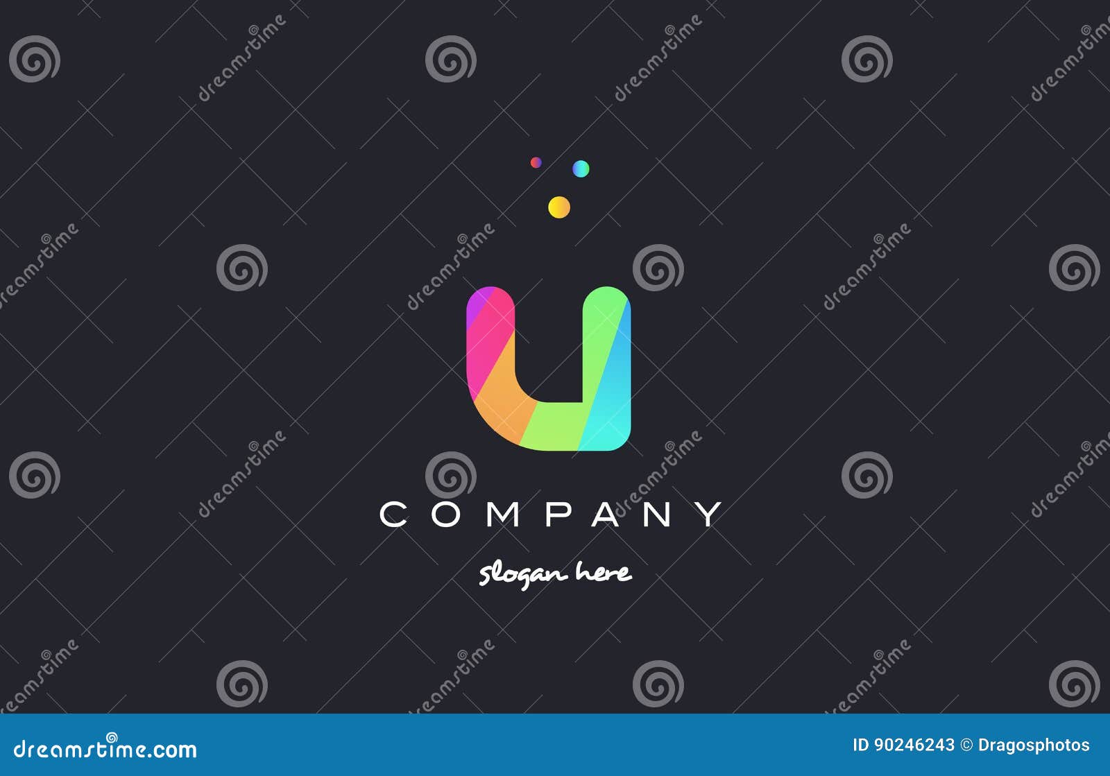 U Colored Rainbow Creative Colors Alphabet Letter Logo Icon Stock