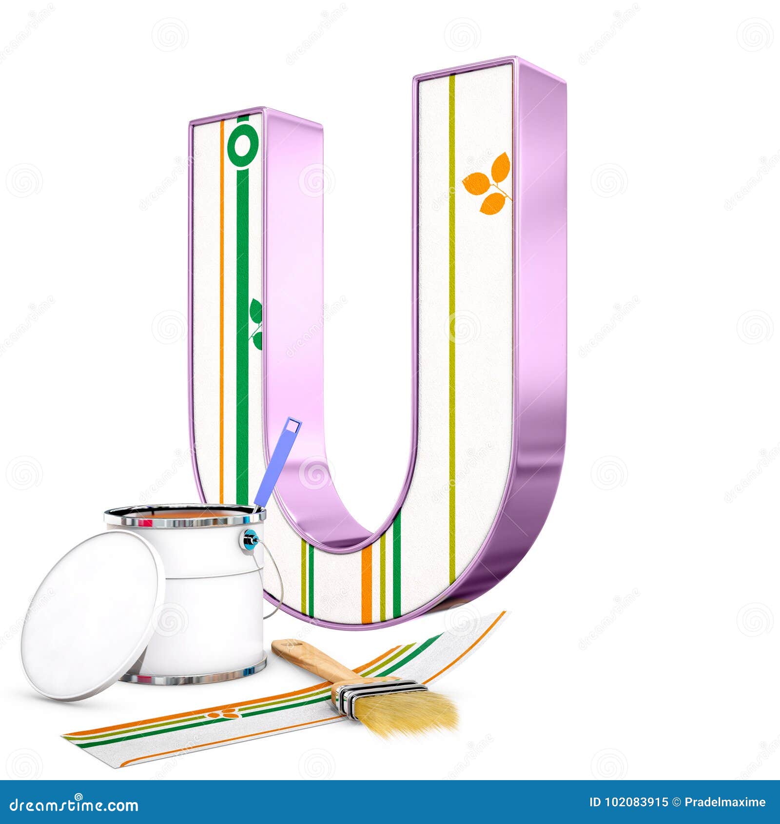 `U` Decorated Letter with Renovation Tools Stock Illustration ...