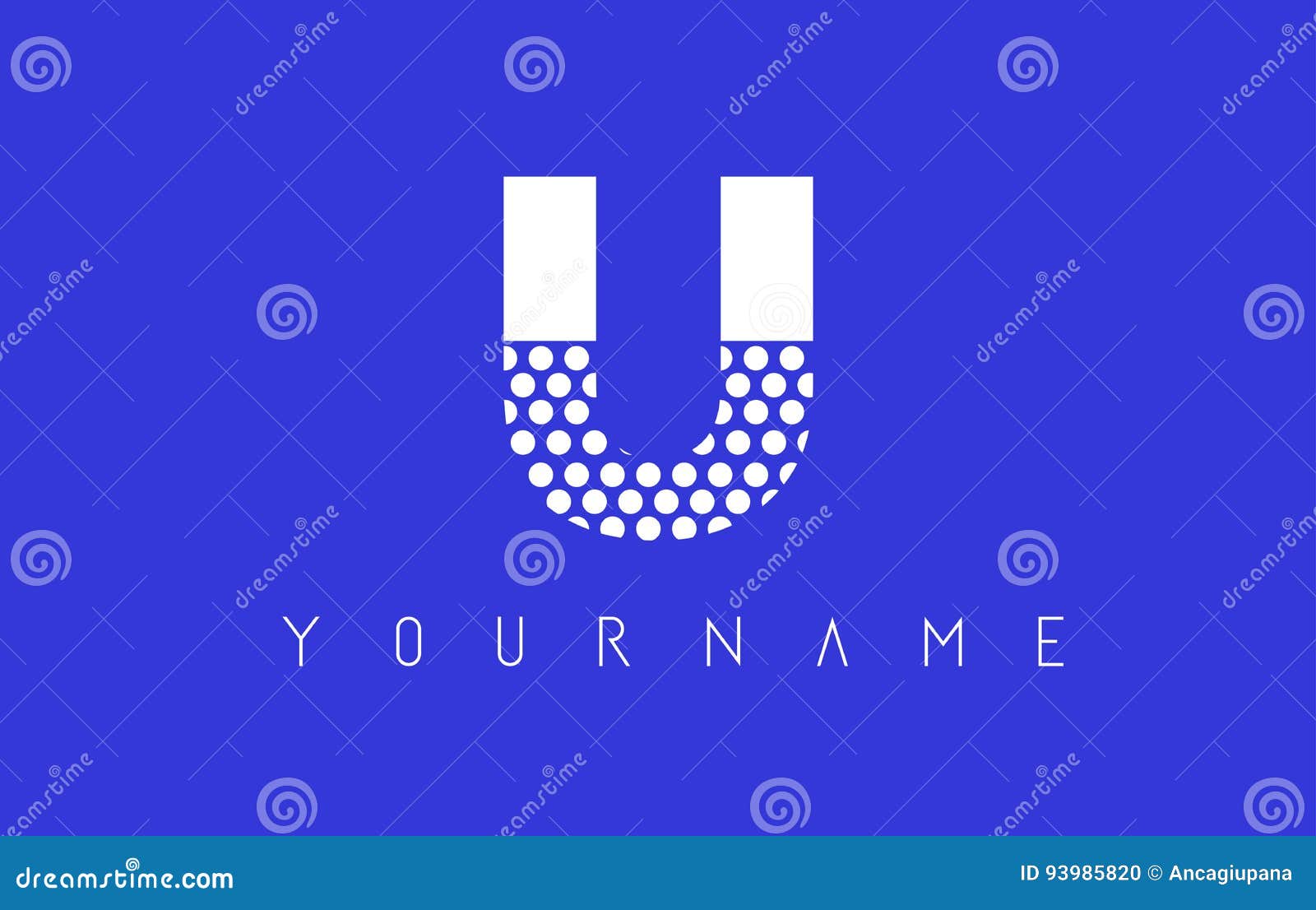 U Dotted Letter Logo Design with Blue Background. Stock Vector ...