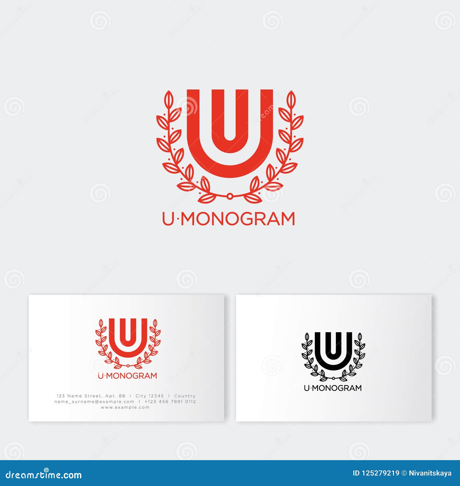U Flat Monogram. Universal Emblem. Double Line U Letter. Flat Linear ...