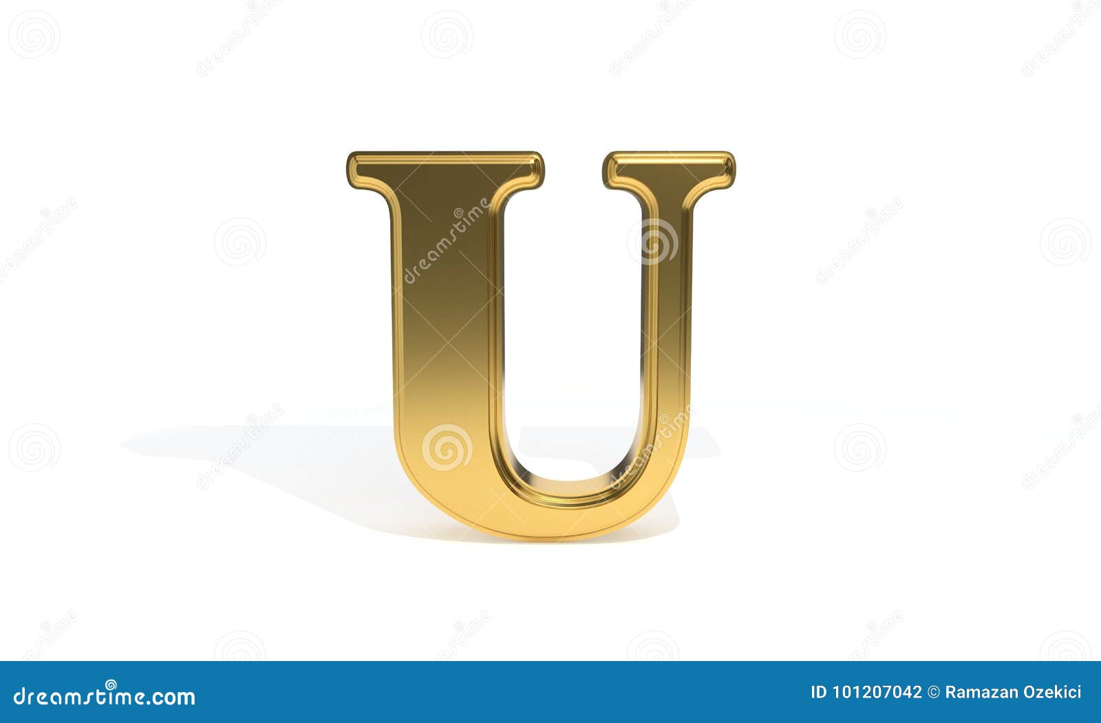 U Gold Colored Alphabet, 3d Rendering Stock Illustration - Illustration ...