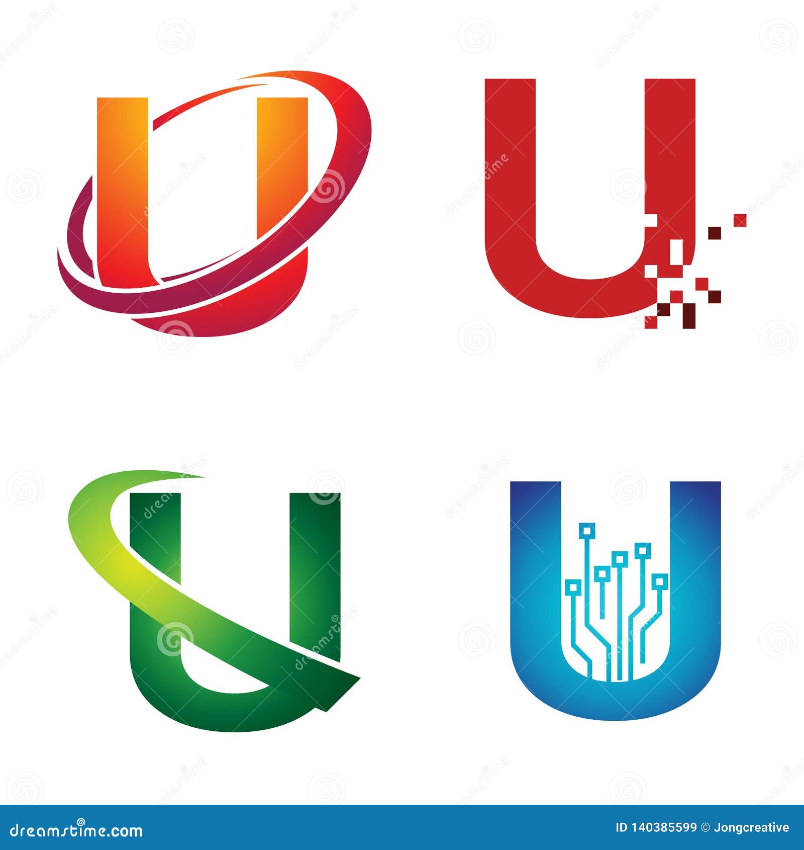 U Initial Letter Technology Logo Symbol Collection Stock Vector ...