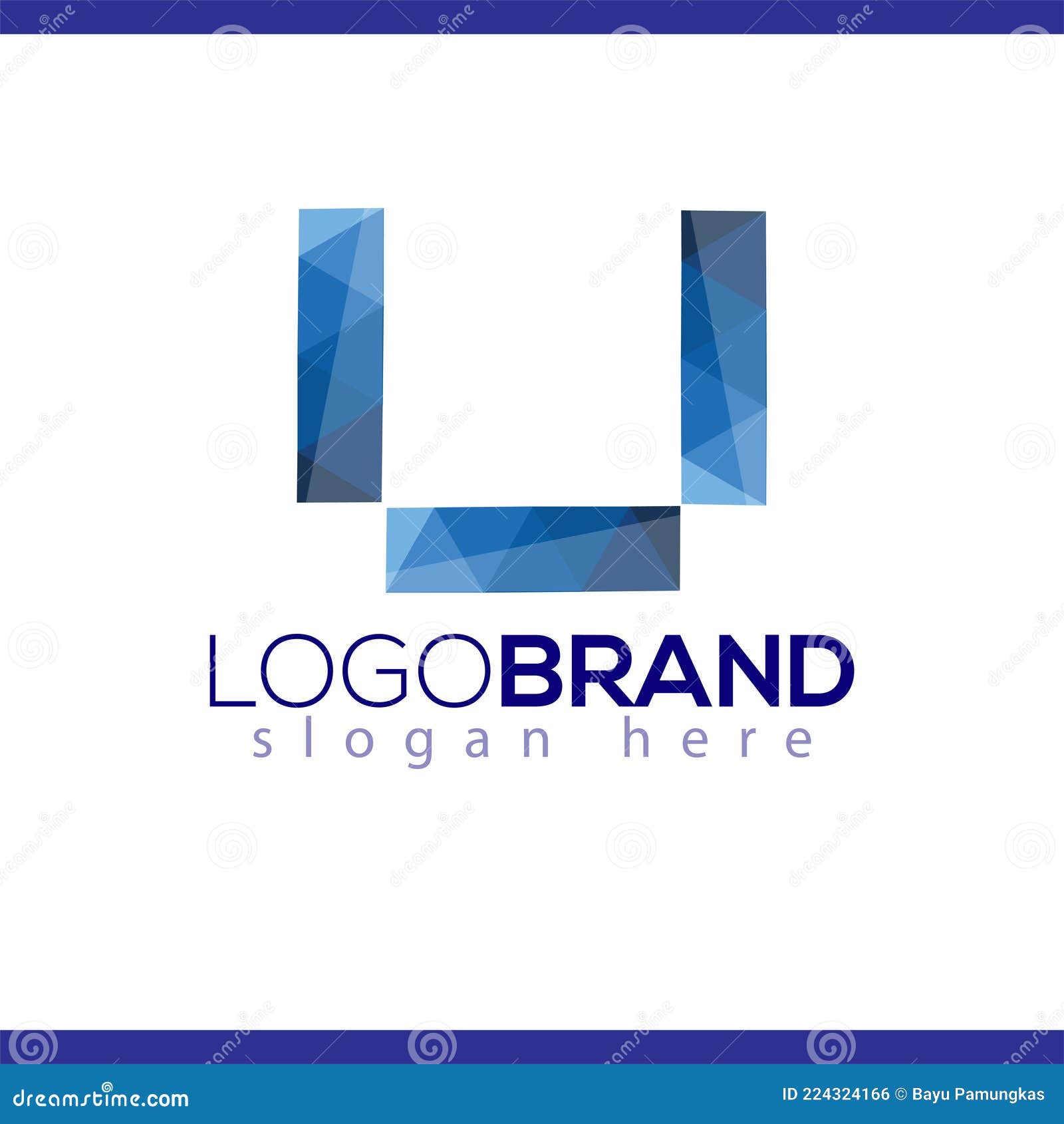 U Letter with Blue Geometric Logo Vector Template Stock Vector ...