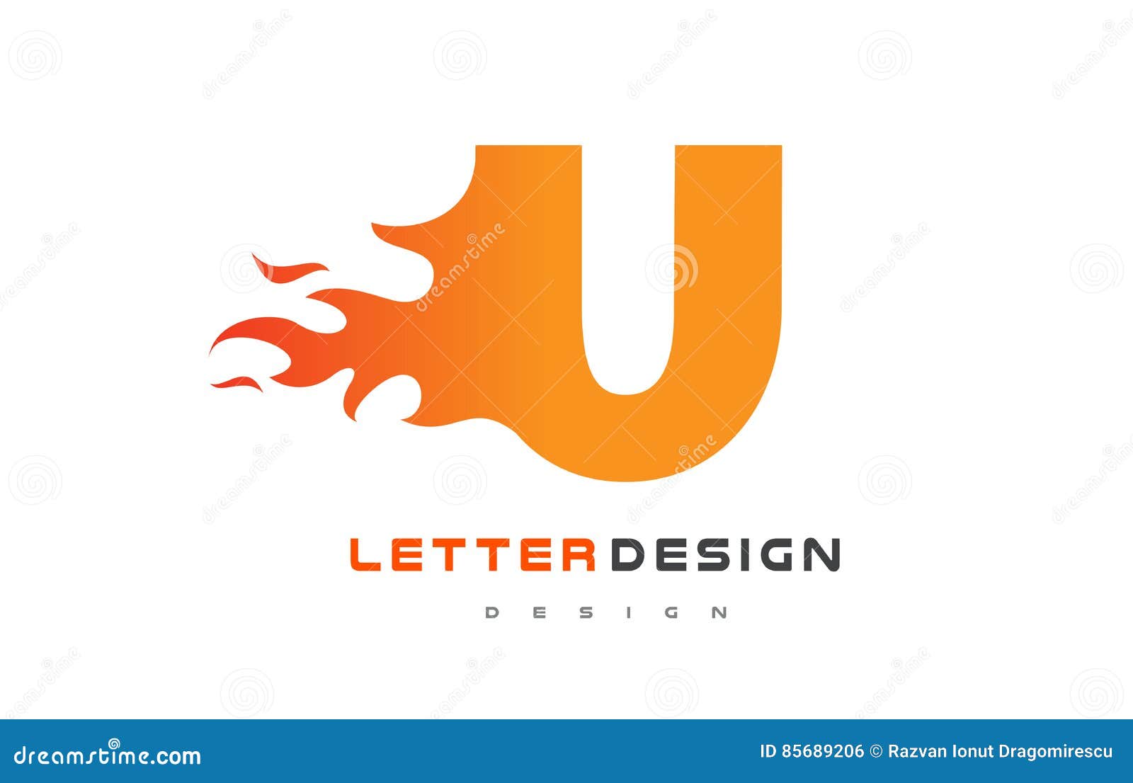 U Letter Flame Logo Design. Fire Logo Lettering Concept. Stock Vector ...