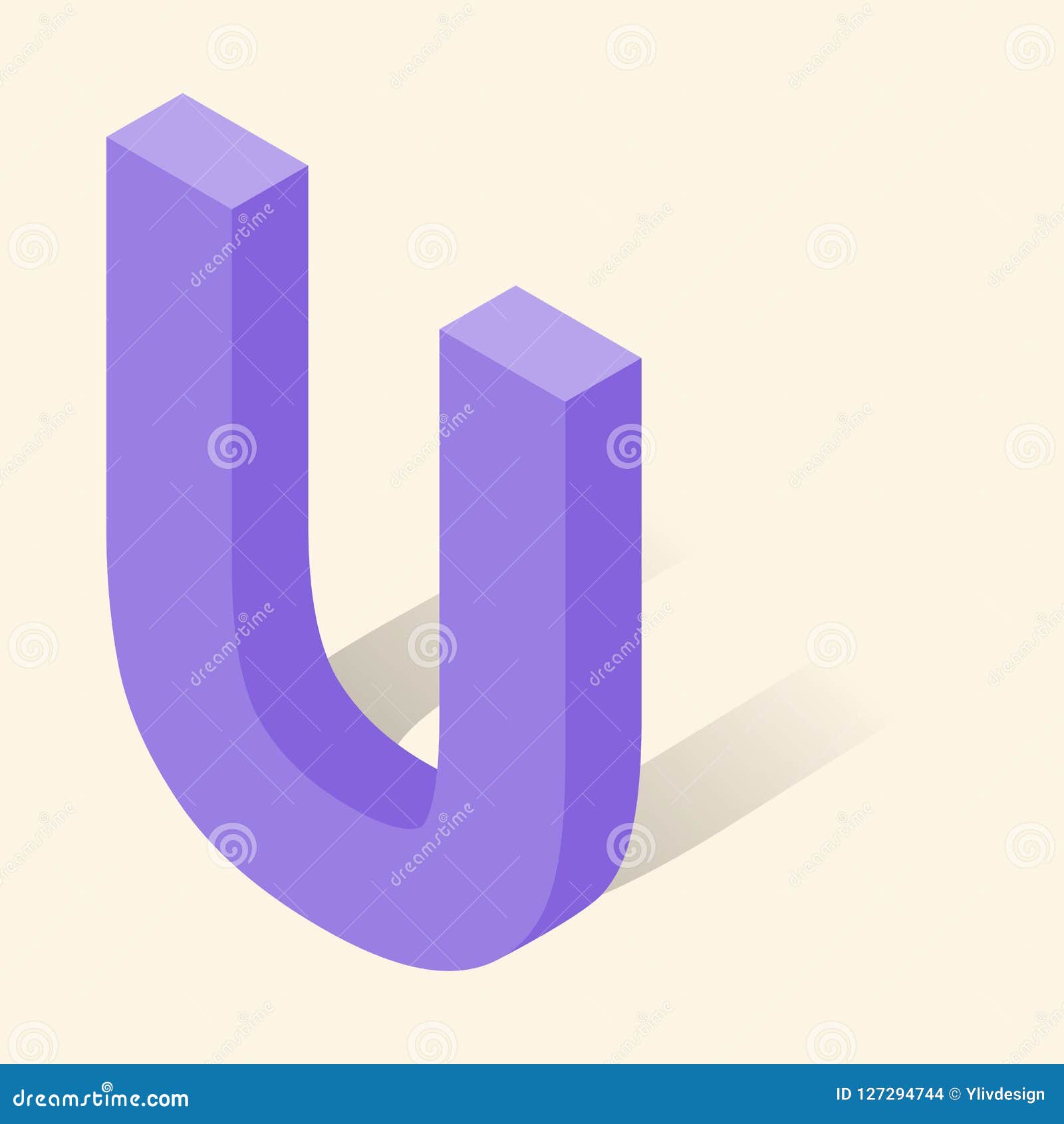 U Letter in Isometric 3d Style with Shadow Stock Illustration ...