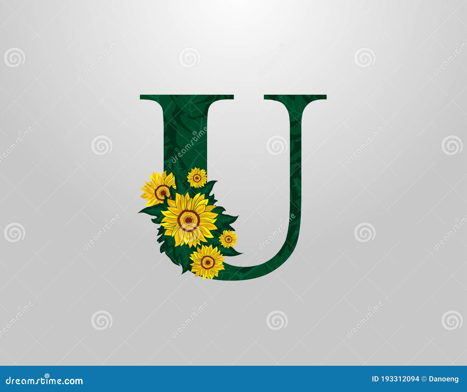 U Letter with Sunflower Vector Design. Flower U Logo Icon Stock ...