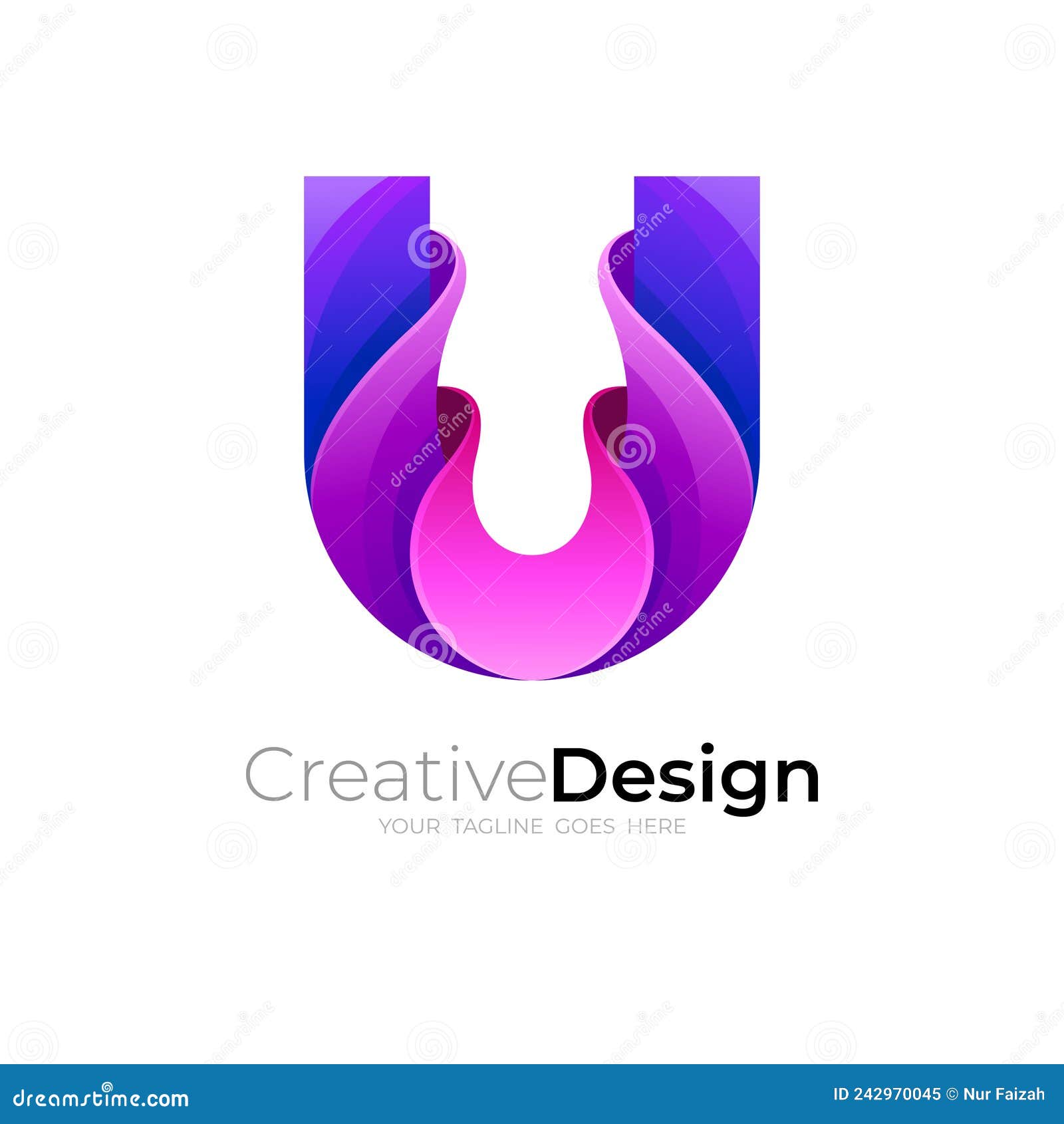 U Logo Design Colorful, 3d Style Stock Vector - Illustration of ...