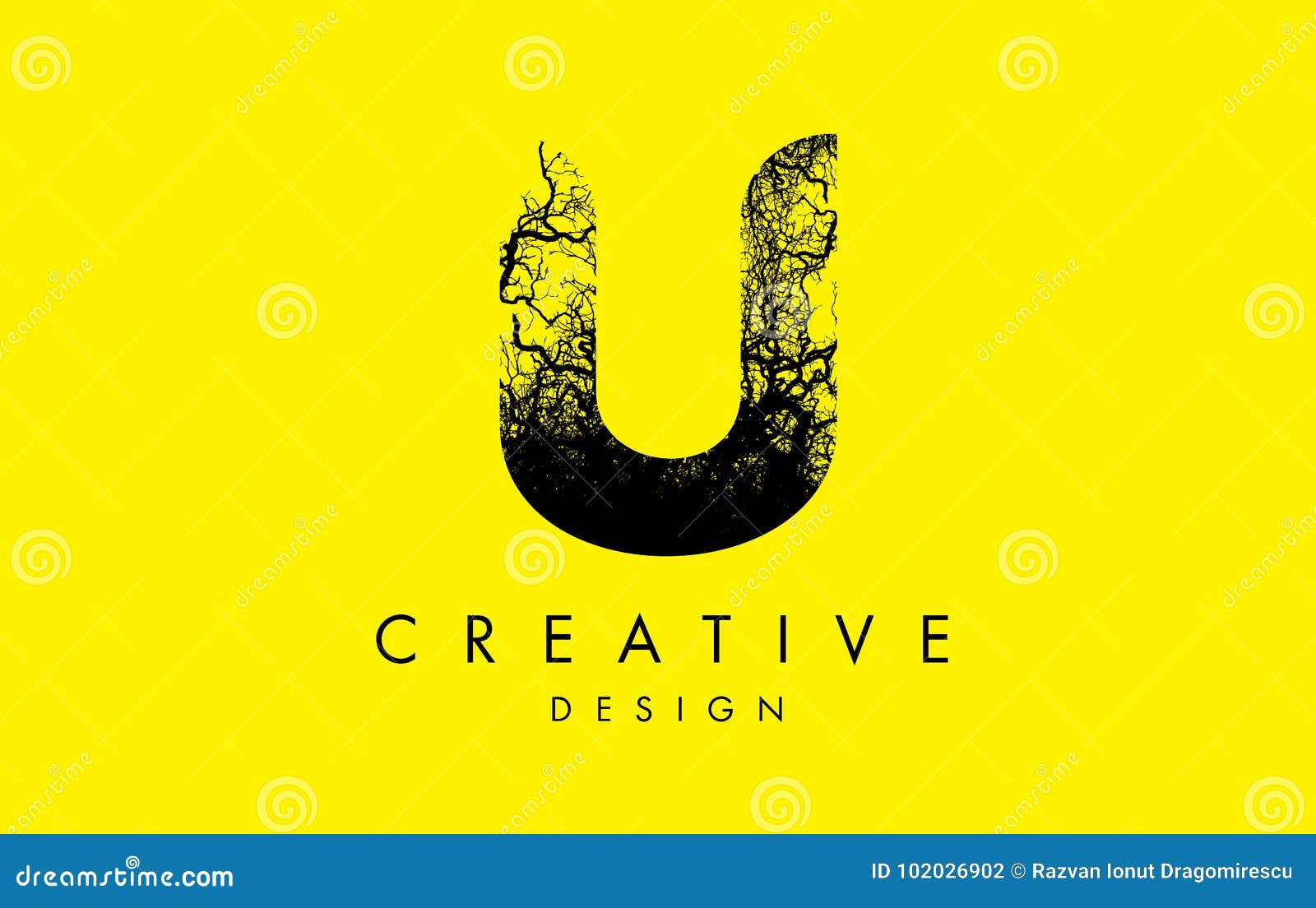 U Logo Letter Made from Black Tree Branches Stock Vector - Illustration ...