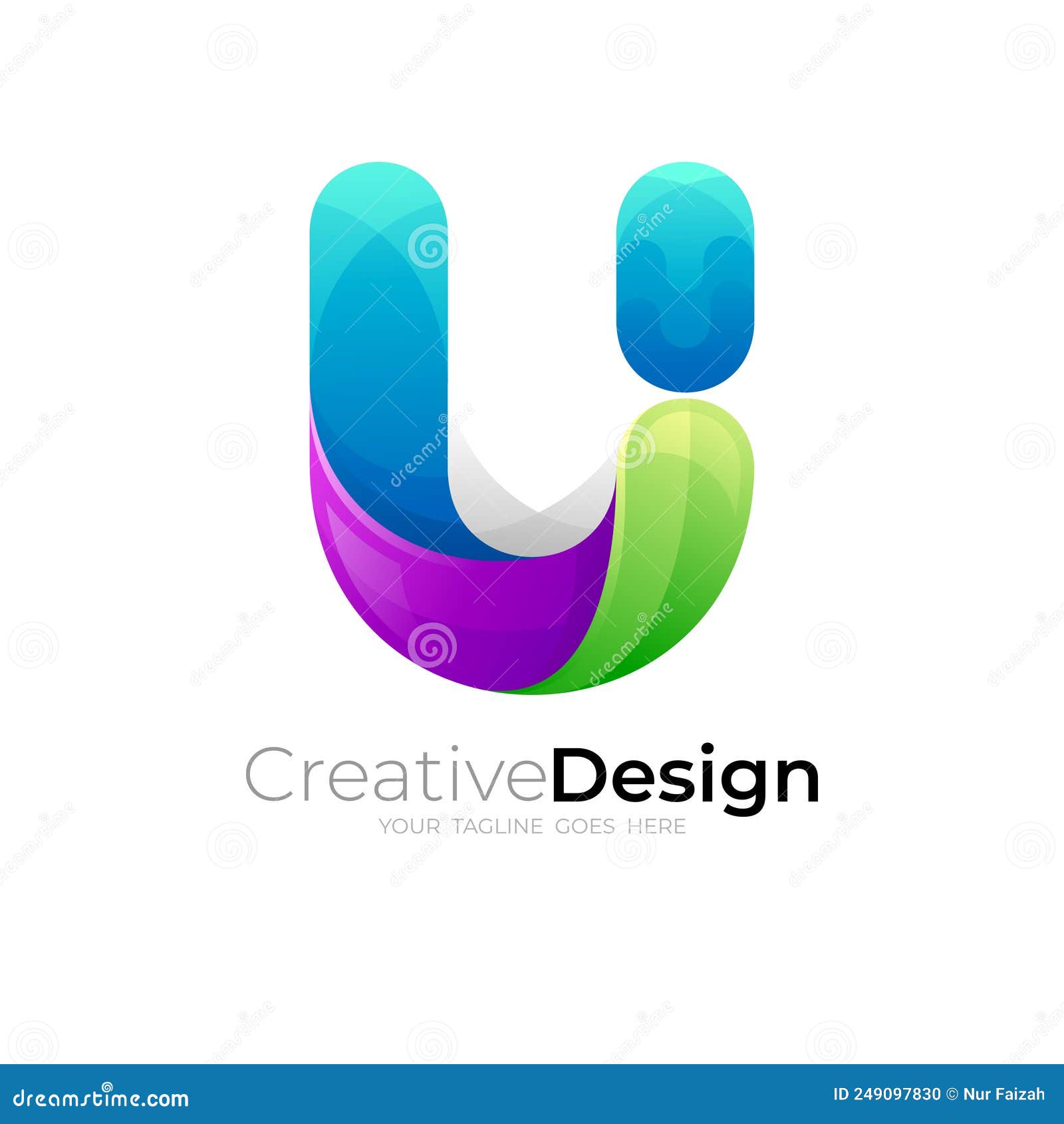 U Logo Template, Letter U Logo with 3d Colorful Stock Vector ...