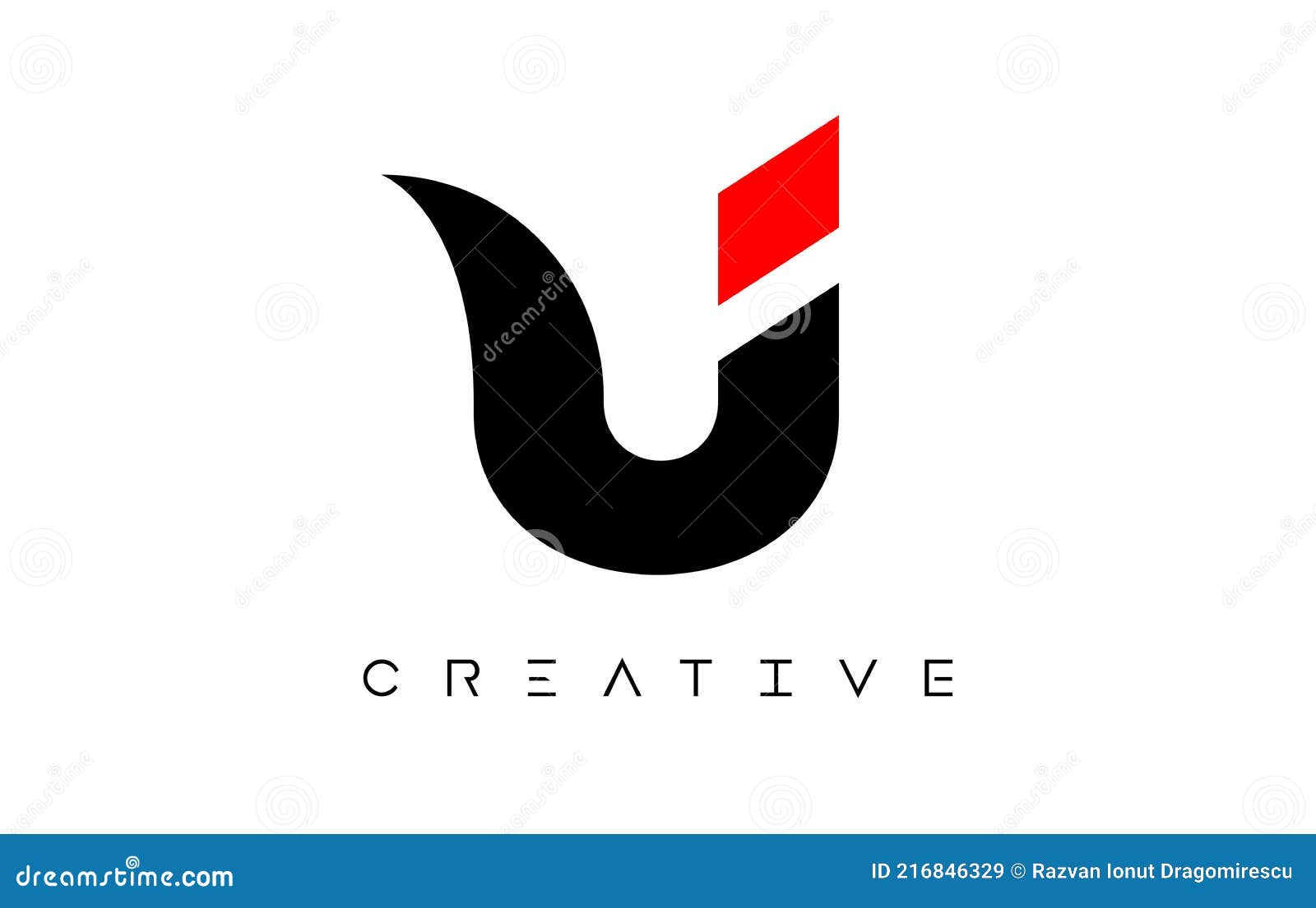 U Modern Letter Logo Design with Creative Look in Black and Red Colors ...