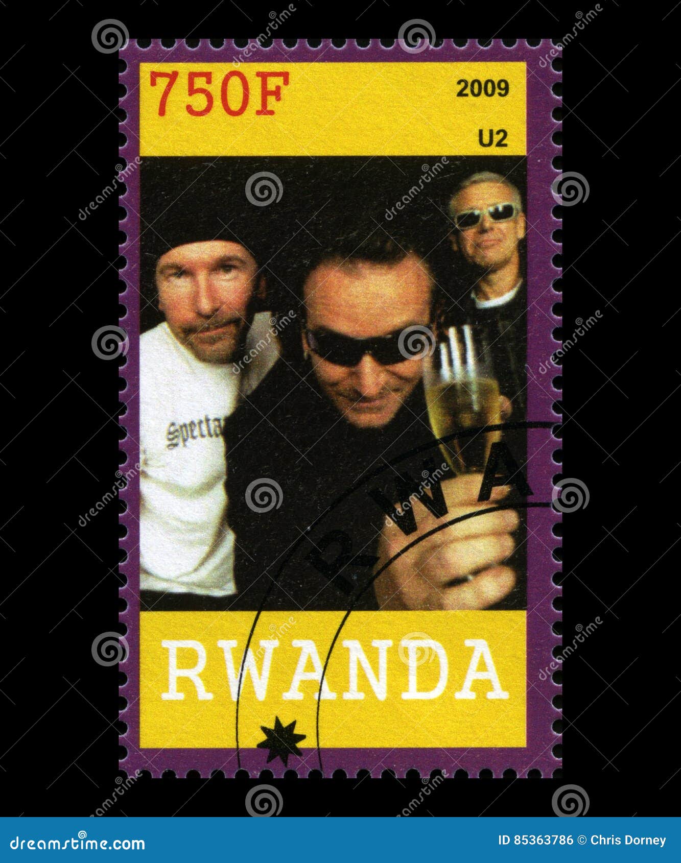 U2 Postage Stamp from Rwanda Editorial Photo - Image of collection ...