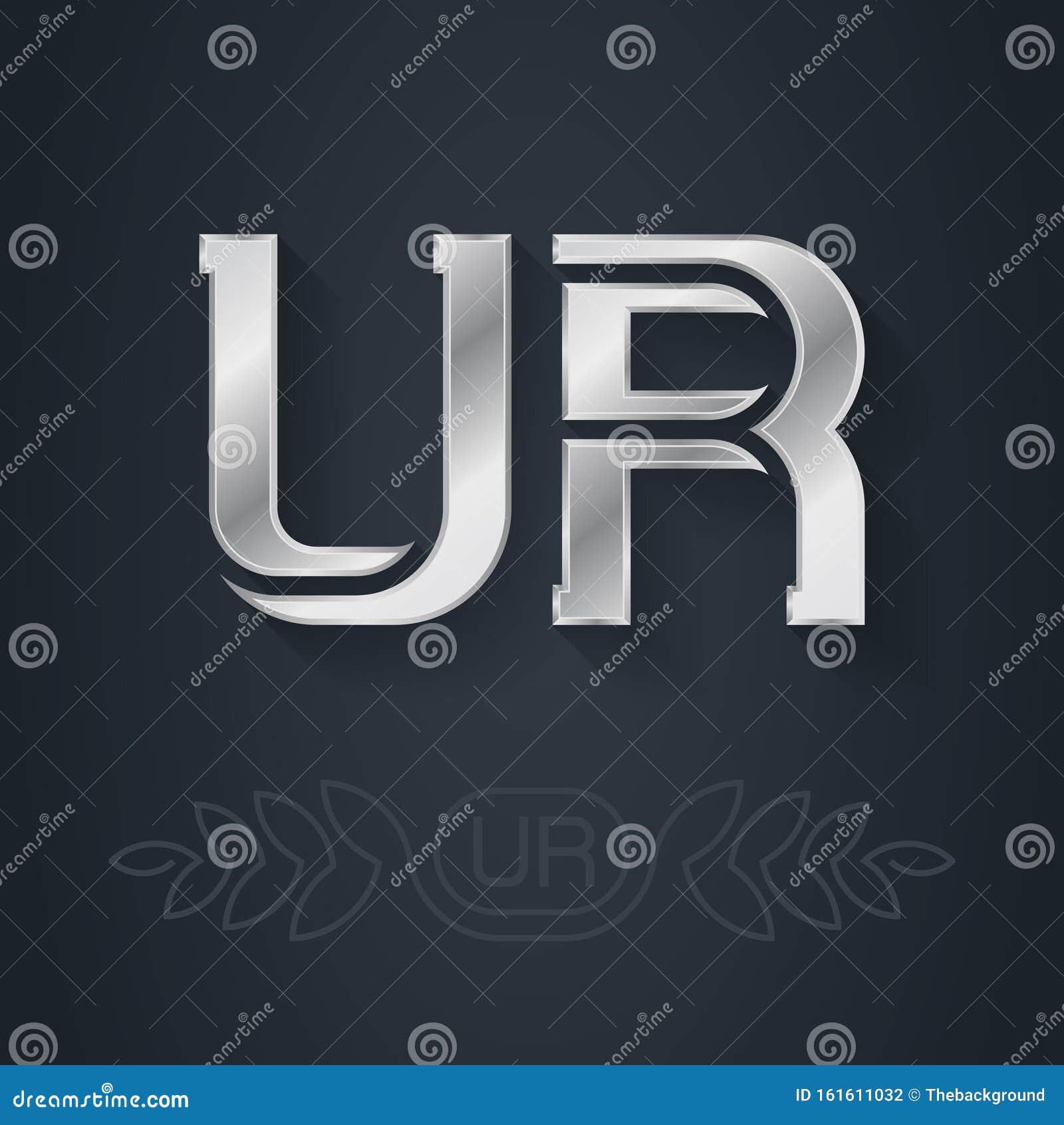 U and R Initial Silver Logo. UR - Metallic 3d Icon or Logotype Template ...