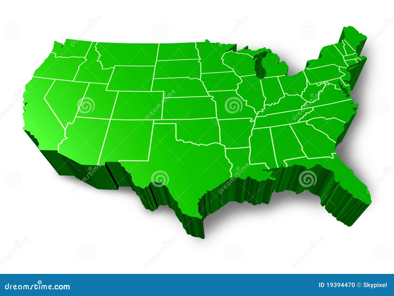 U.S.a 3D green map stock illustration. Illustration of green - 19394470