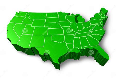 U.S.a 3D green map stock illustration. Illustration of green - 19394470
