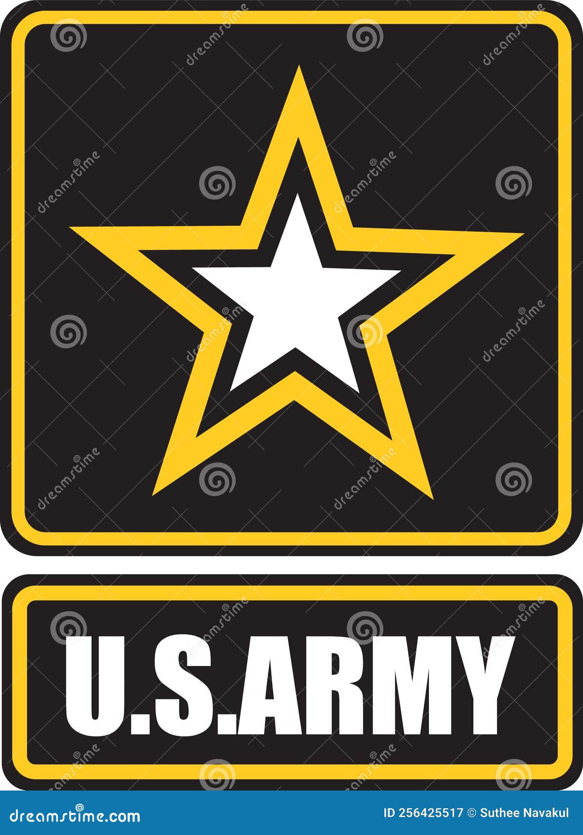 U.S.ARMY and Five-pointed Star. Sticker with the Inscription U.S Stock ...