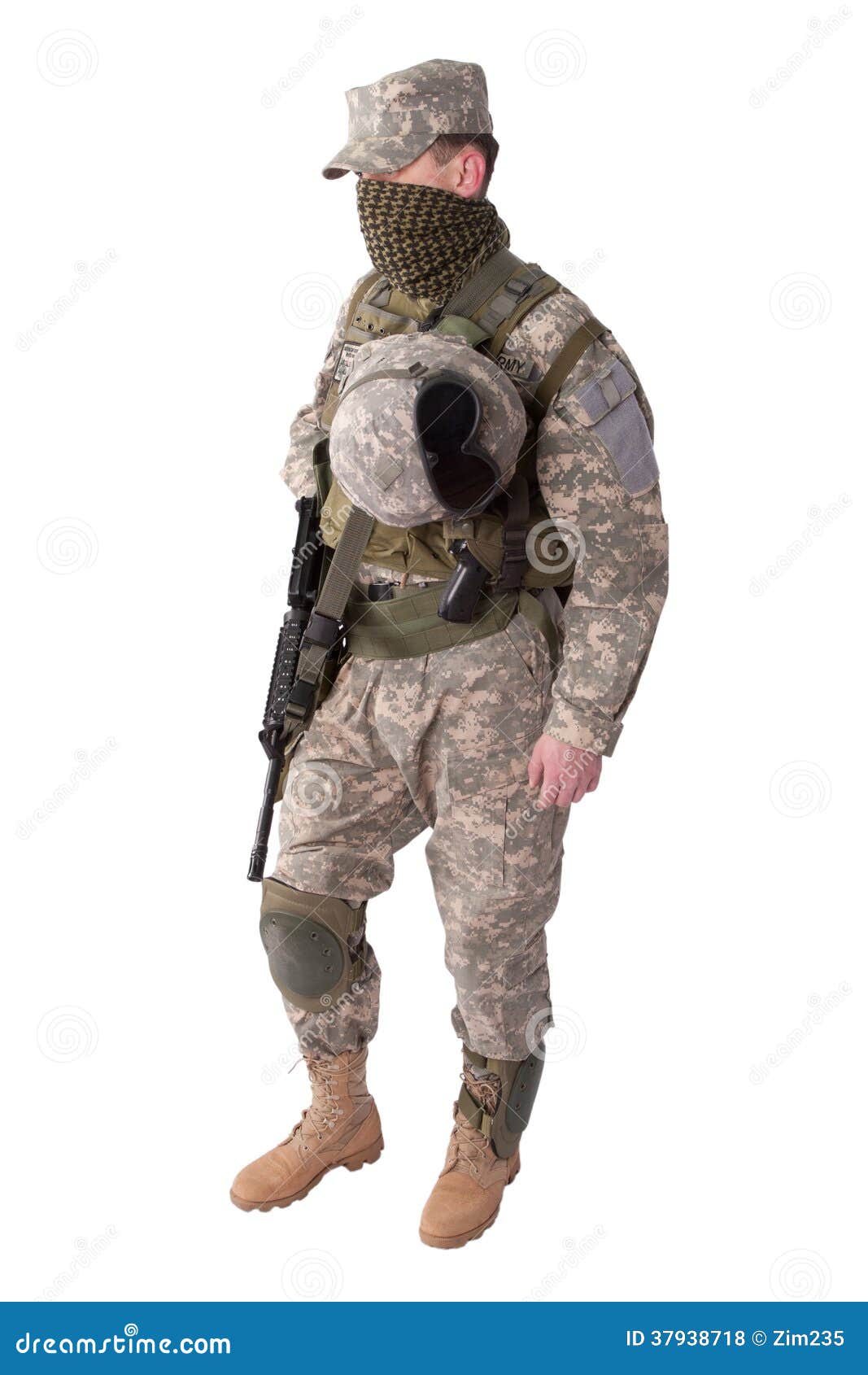 Army Infantryman Aiming Service Rifle Studio Shoot Stock Photography ...