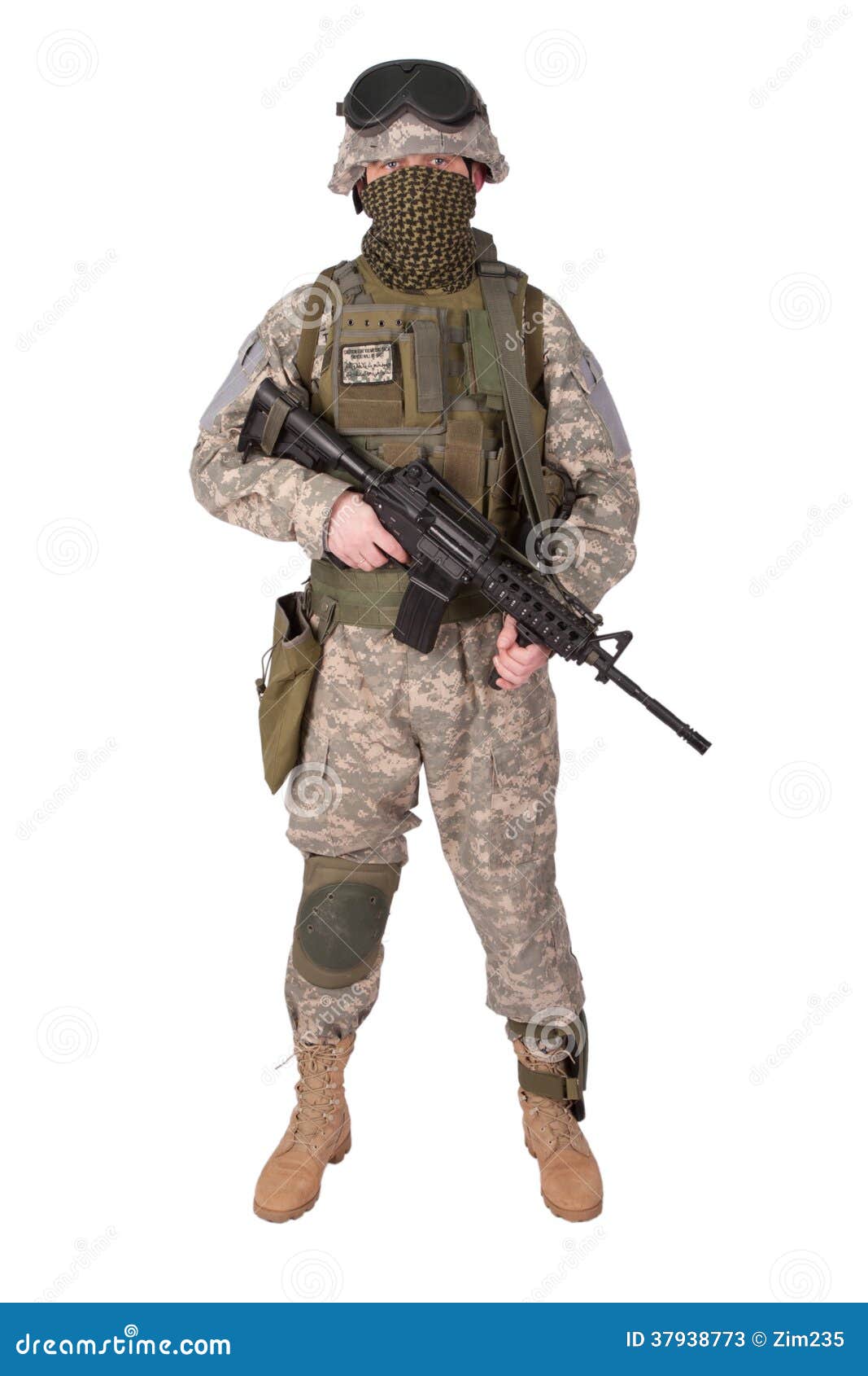 Army Infantryman Aiming Service Rifle Studio Shoot Stock Photography ...