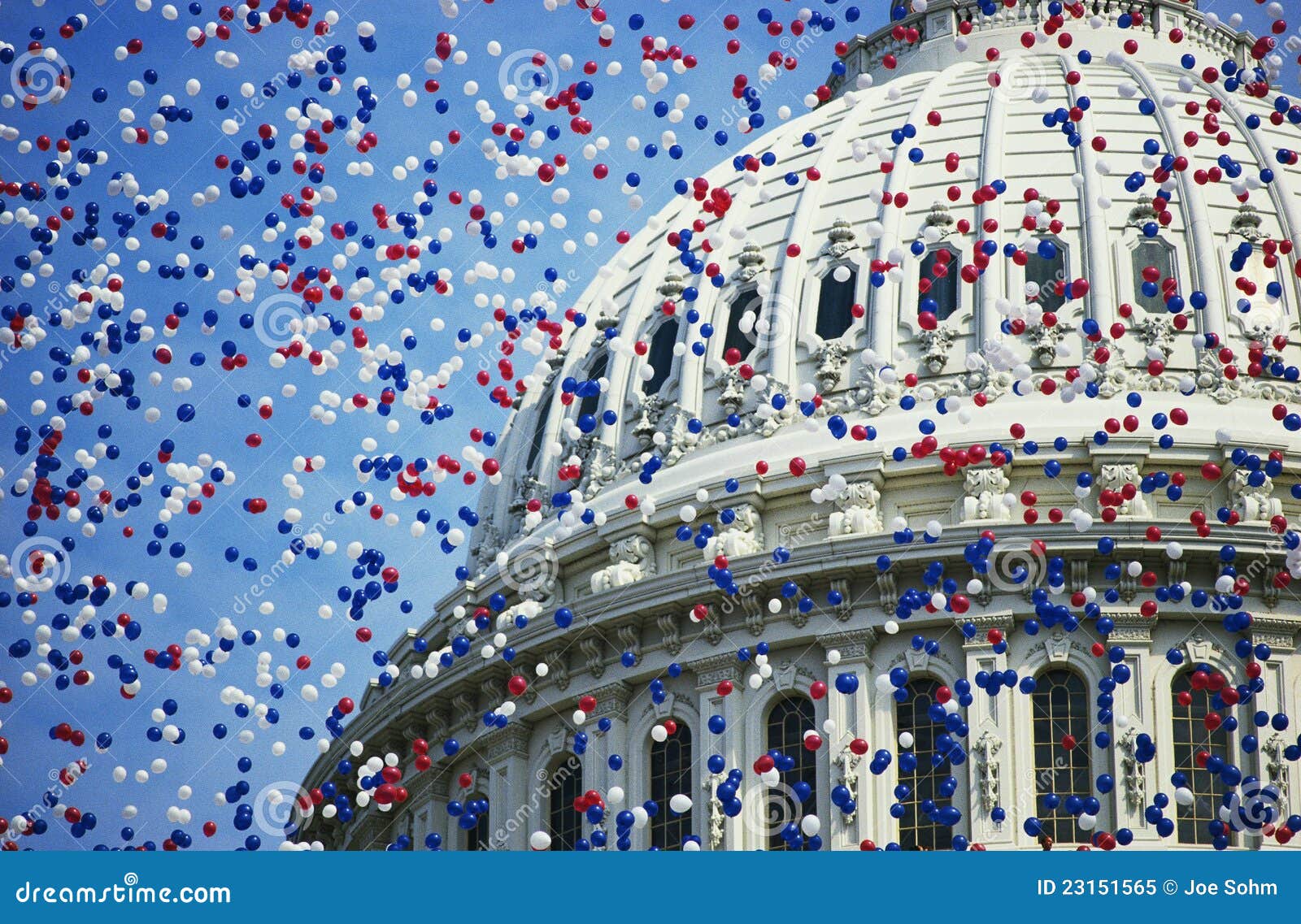U.S. Capitol with Red, White and Blue Balloons Stock Image - Image of ...