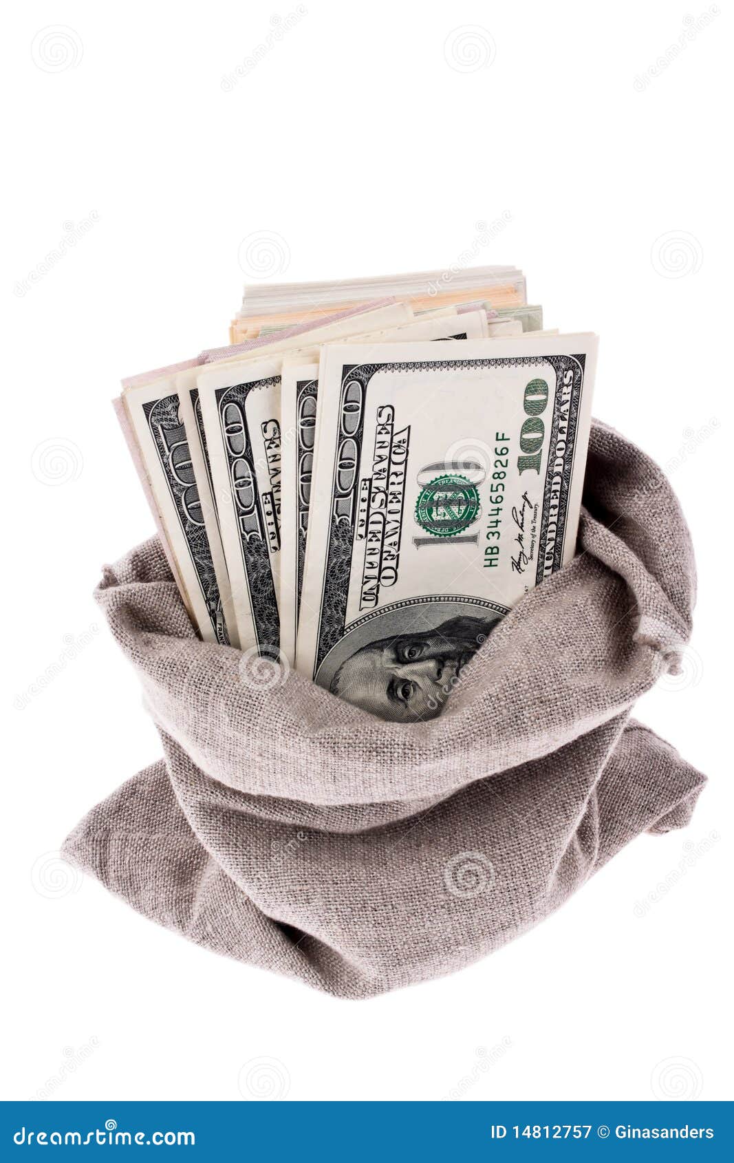 U.S. Dollars Bills in a Sack Stock Image - Image of financial ...