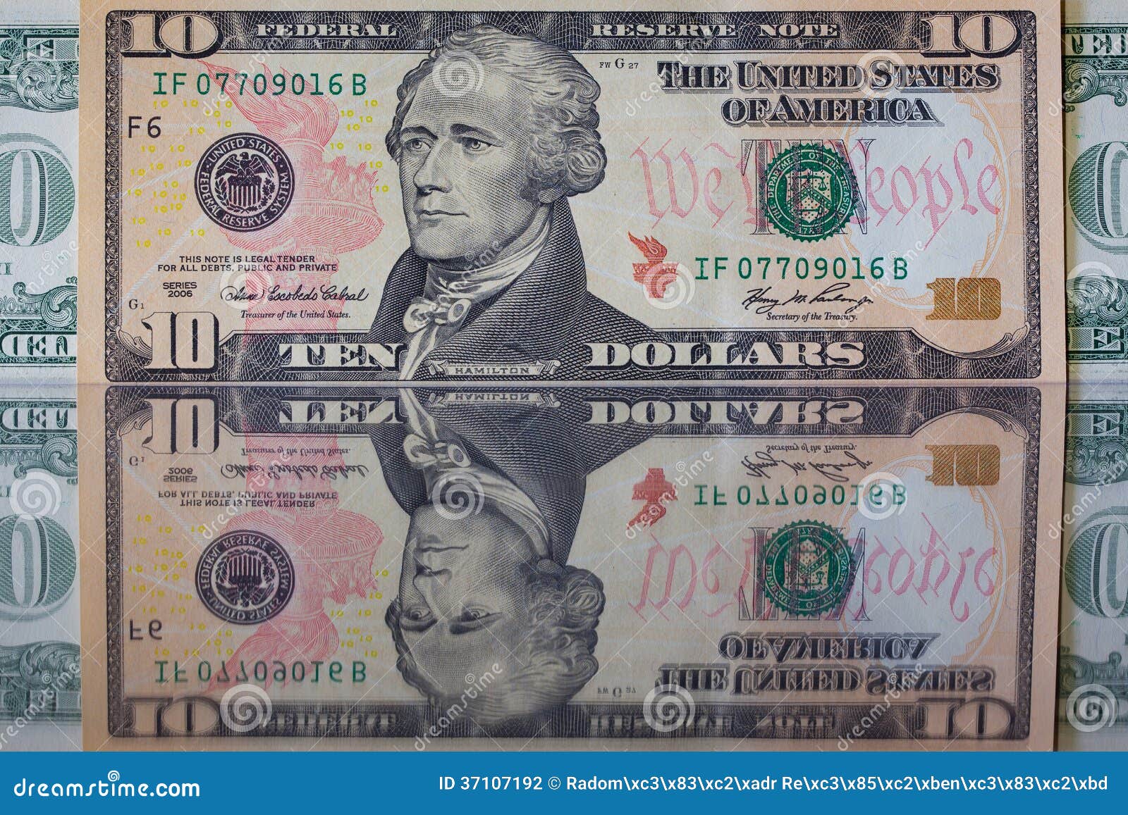U.S. dollars on the mirror stock photo. Image of numismatic - 37107192
