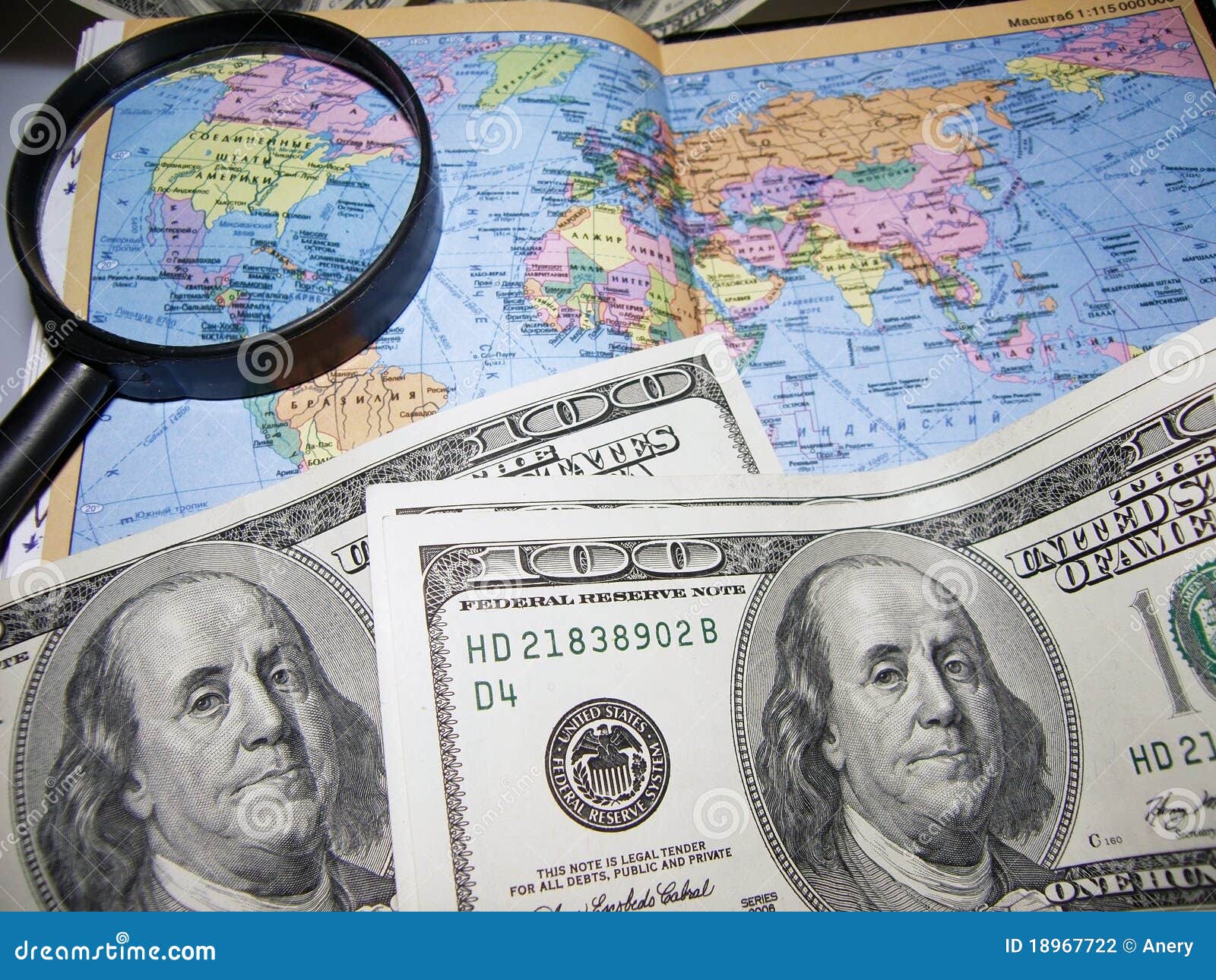 U.S. Dollars and a World Map Stock Photo - Image of states, world: 18967722
