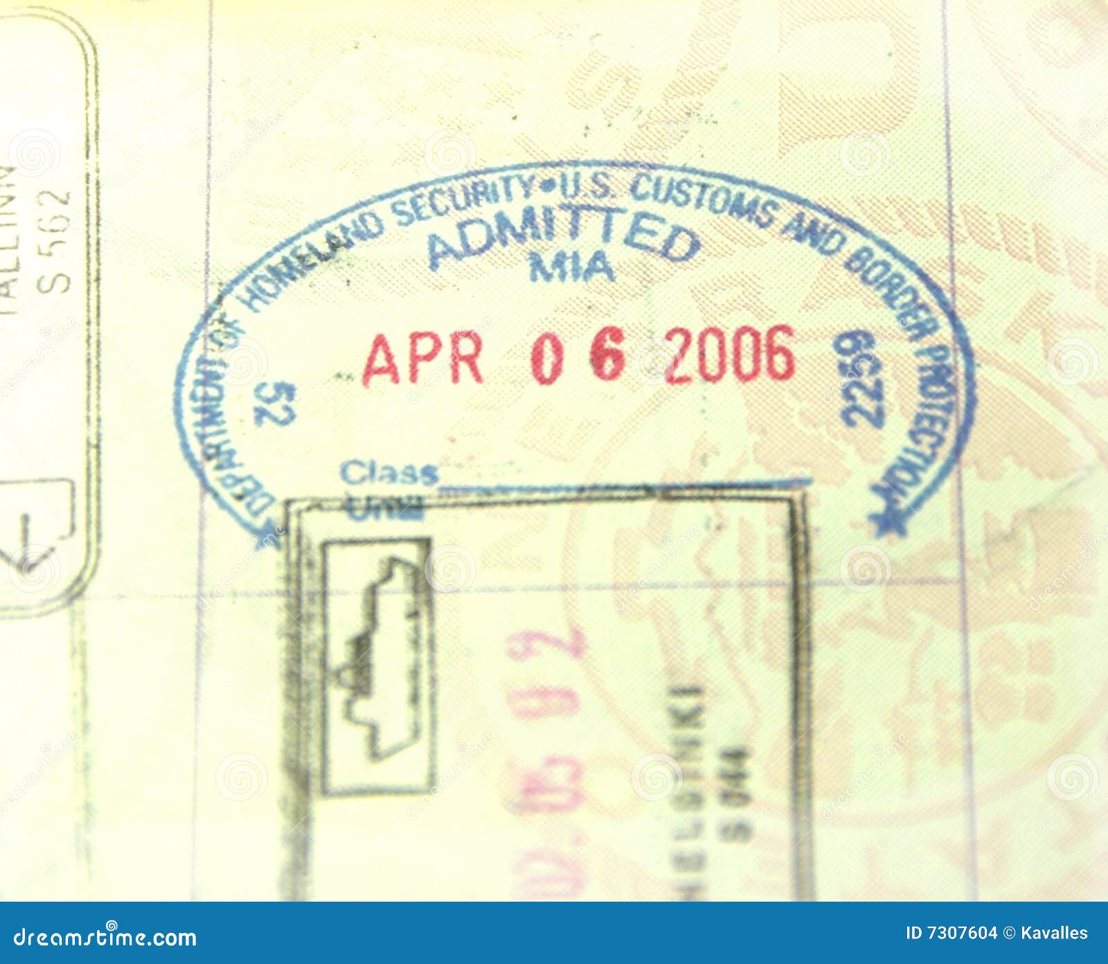 U.S. Douane En De Zegel Van Het Paspoort Van De Immigratie Stock Foto ...