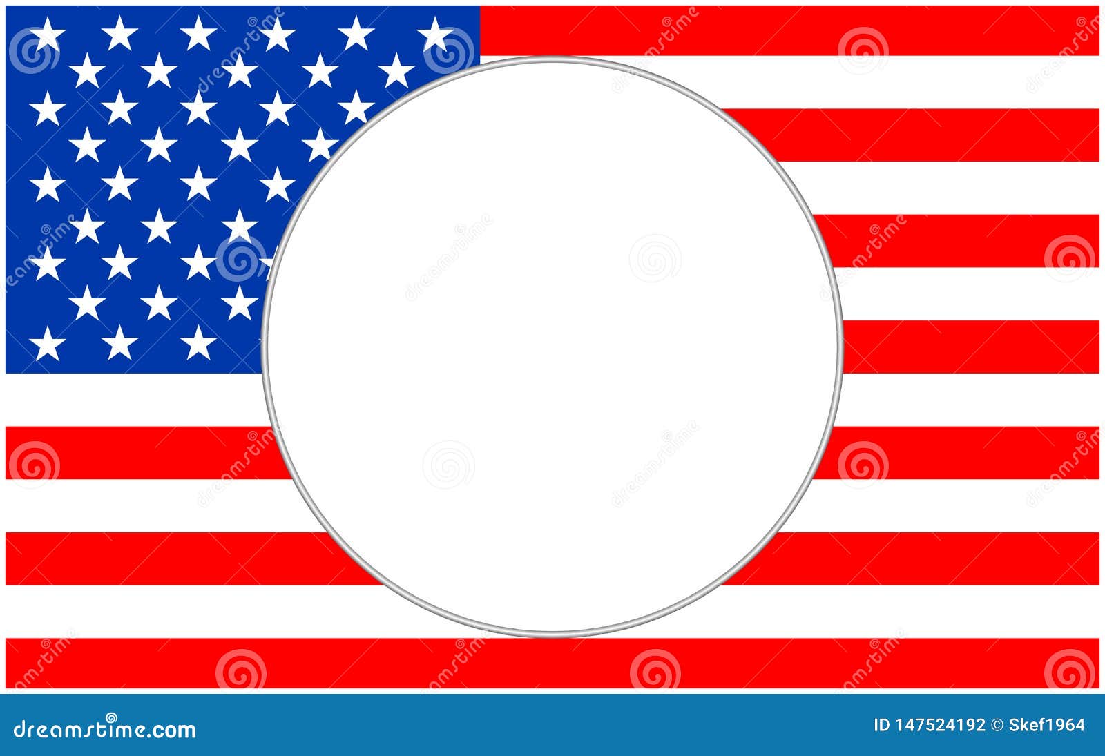 American Flag with Round Border Frame. Stock Vector - Illustration of ...