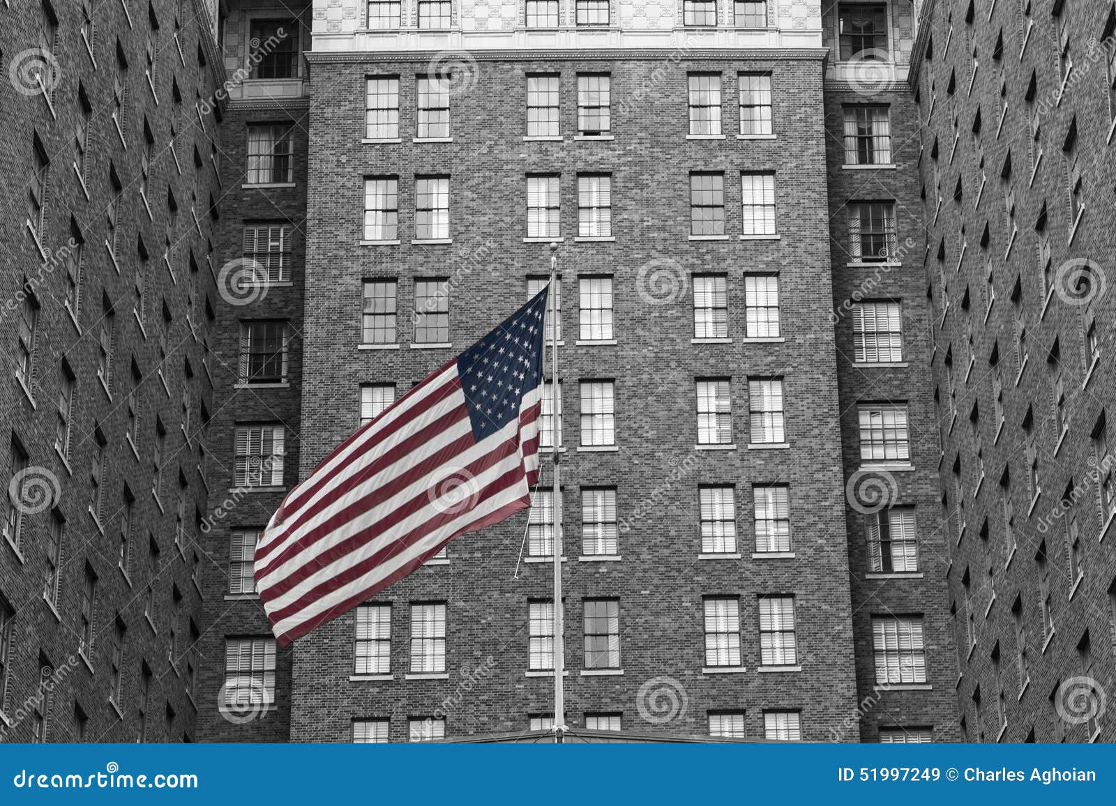 U.S. Flag and Brick Building Stock Image - Image of brick, building ...