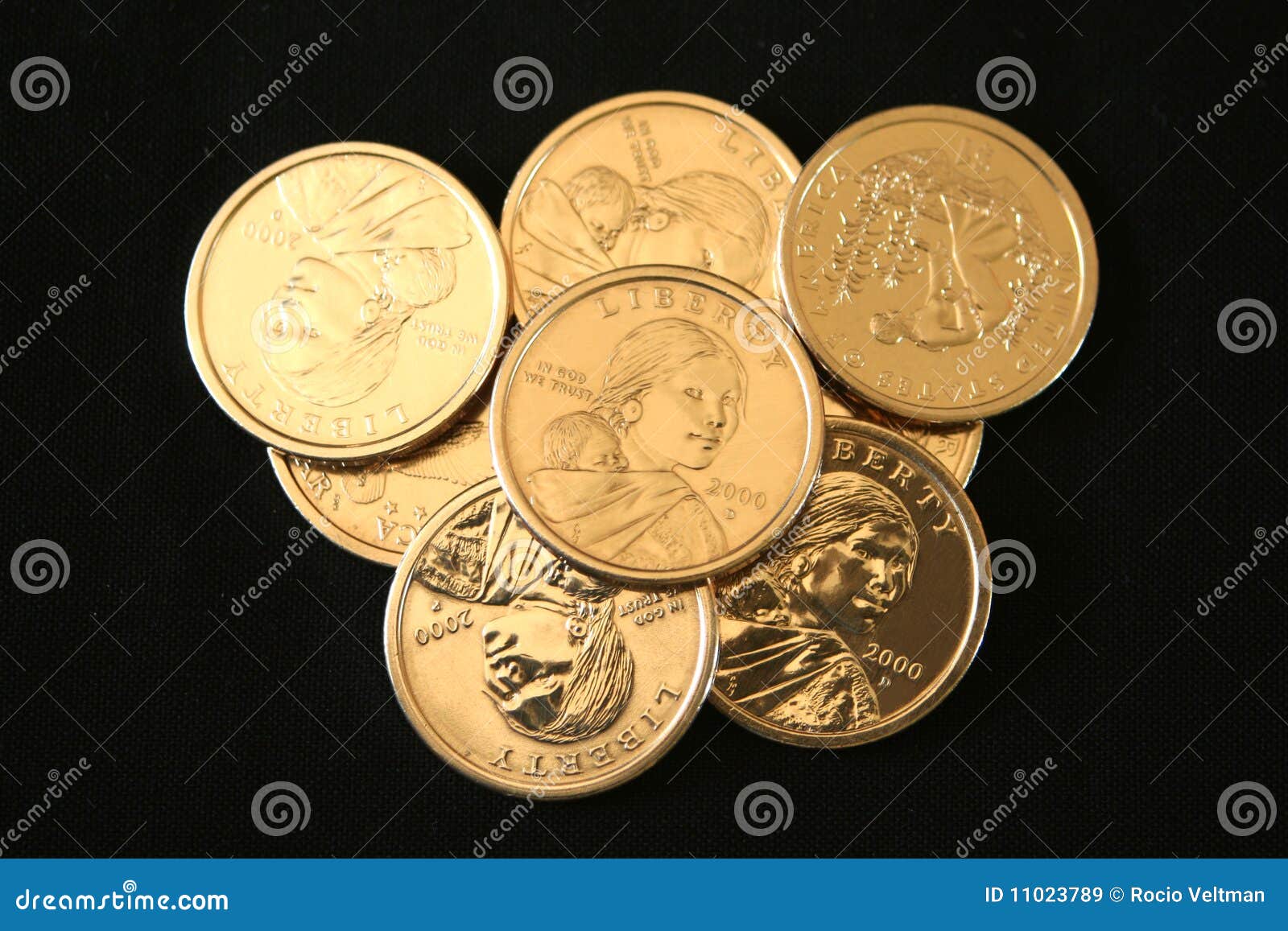 U.S. Gold One Dollar Coins stock image. Image of economics - 11023789