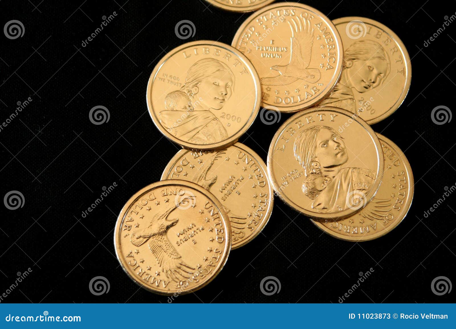 U.S. Gold One Dollar Coins stock image. Image of bills - 11023873