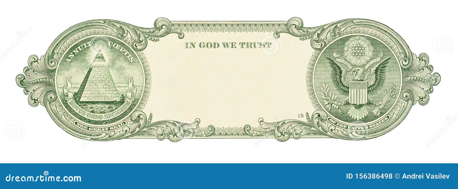 U.S. One Dollar Border with Empty Middle Area. Clear One Dollar Reverse ...