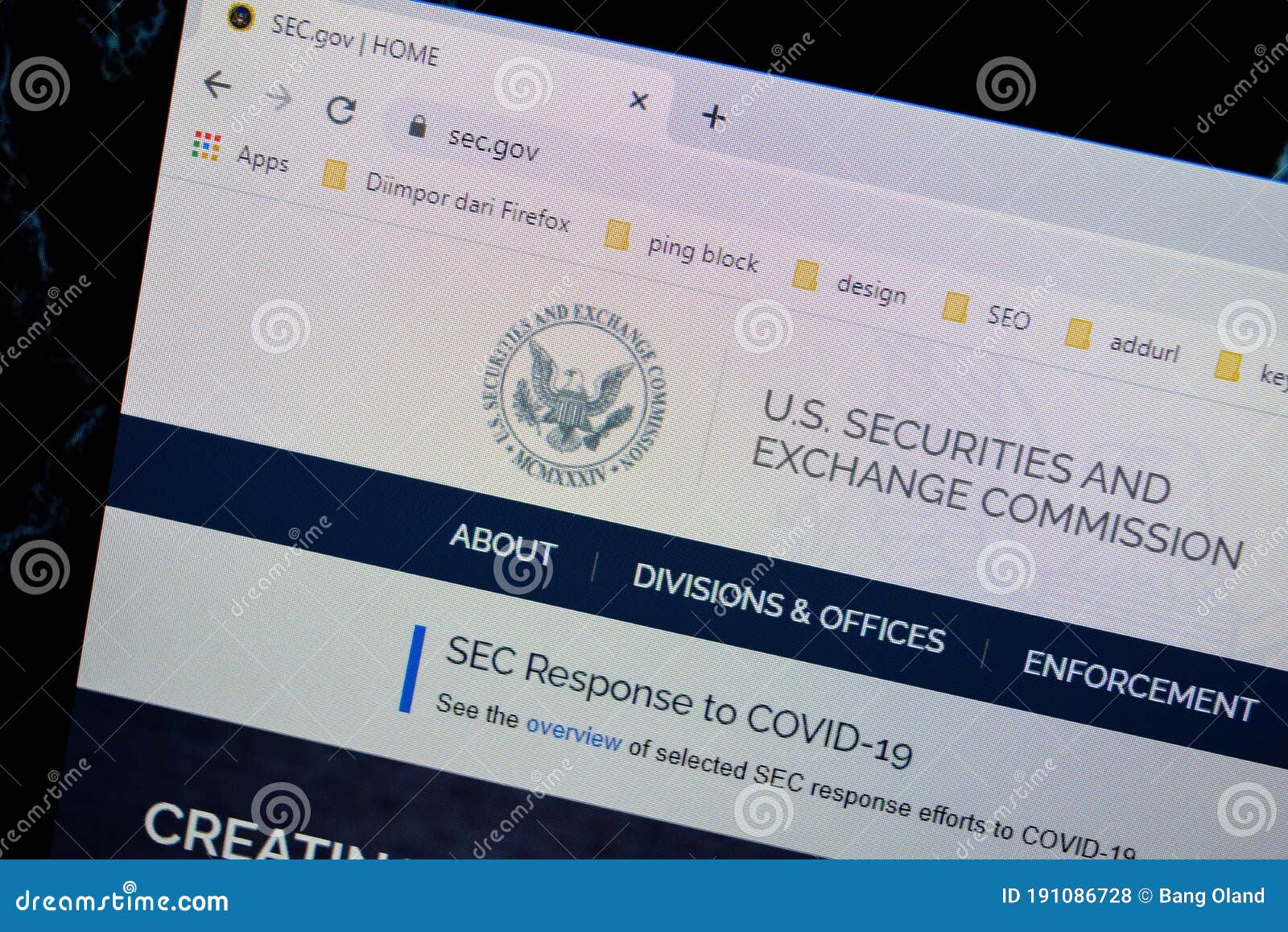 U.S. Securities and Exchange Commision or SEC Website Home Page on ...