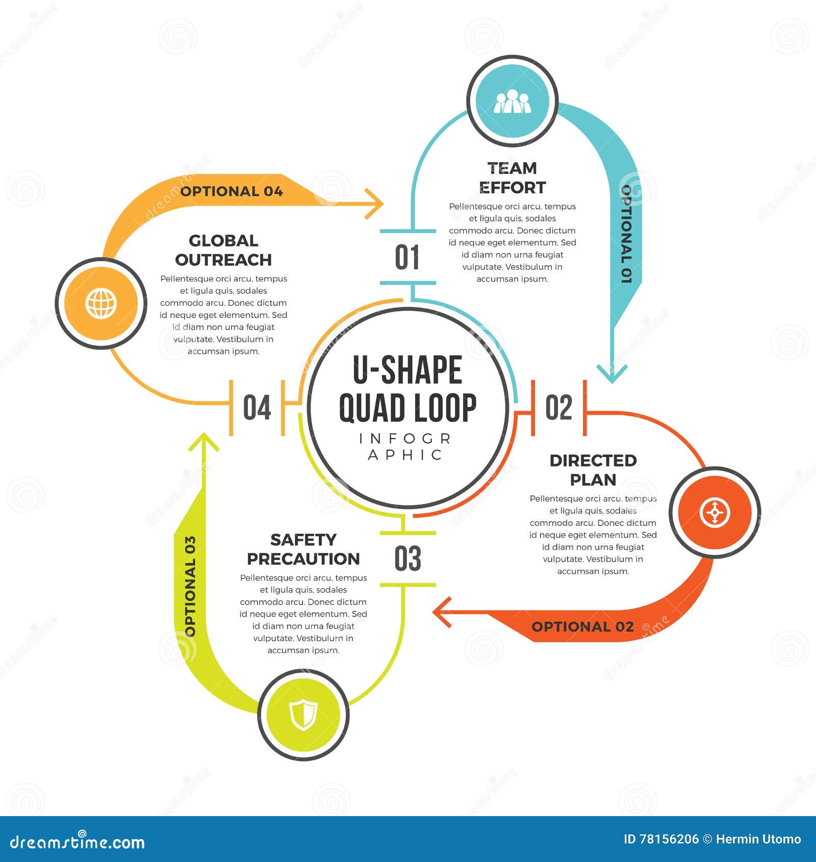 U-Shape Quad Loop Infographic Stock Vector - Illustration of ...
