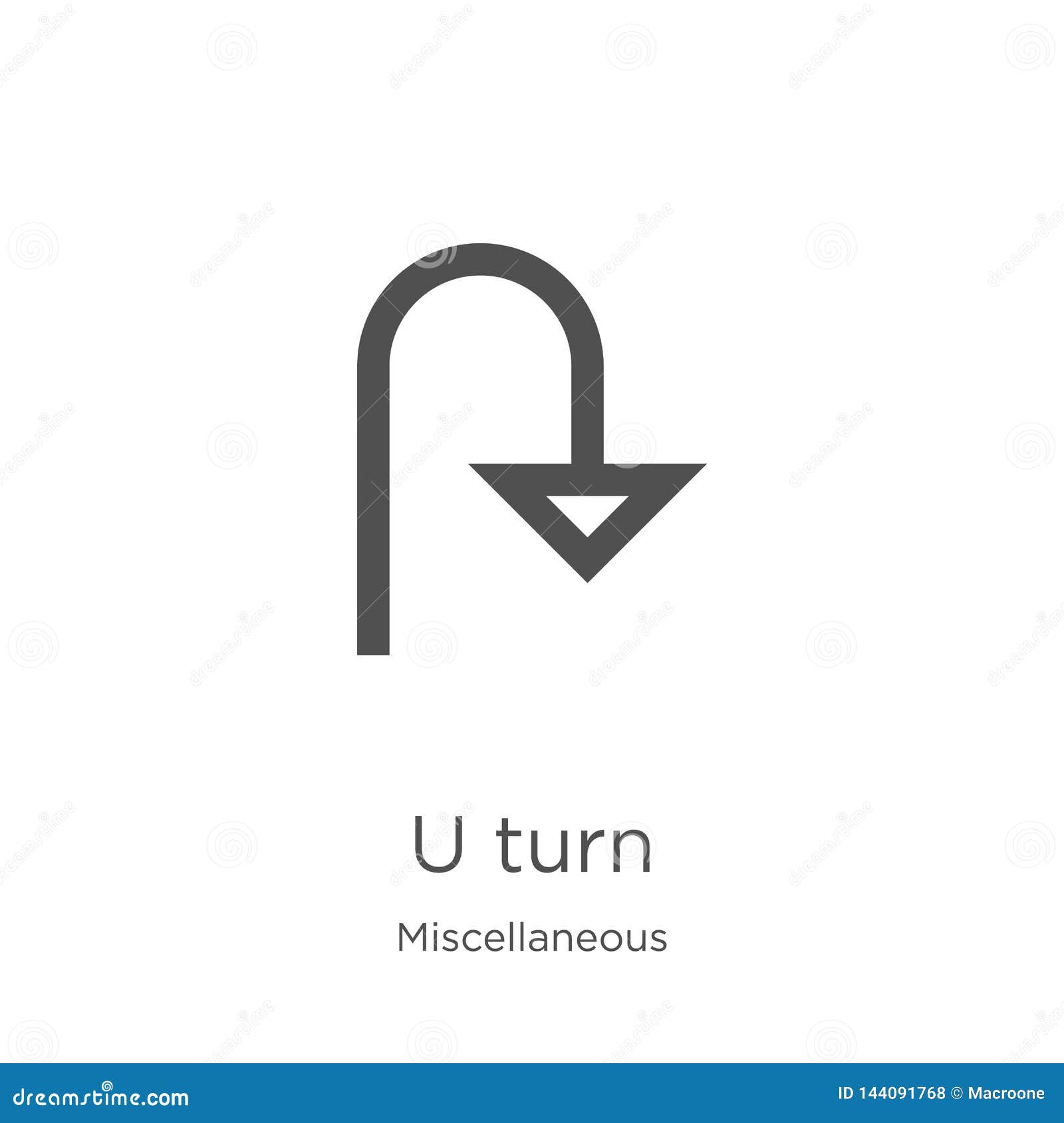U Turn Icon Vector from Miscellaneous Collection. Thin Line U Turn ...