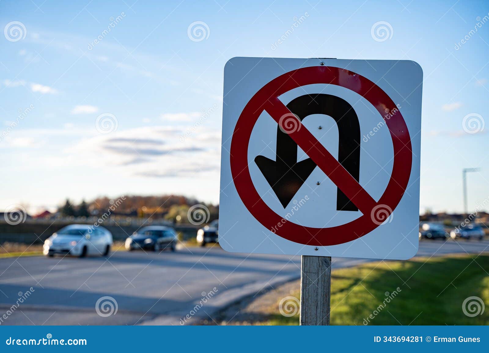 U-turn Prohibited Sign on the Road Stock Image - Image of decision ...