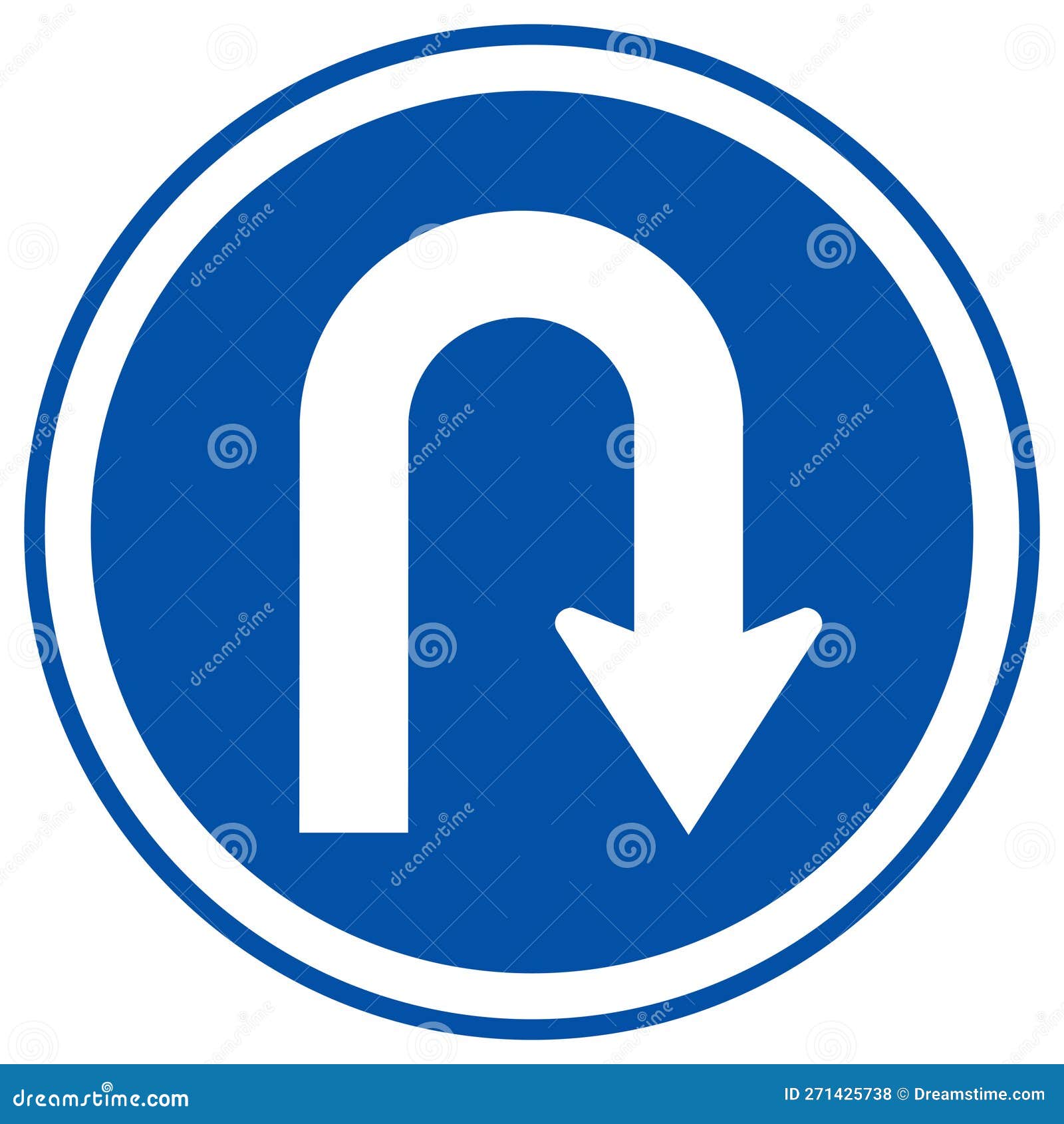 U-Turn Right Traffic Road Sign,Vector Illustration, Isolate on White ...