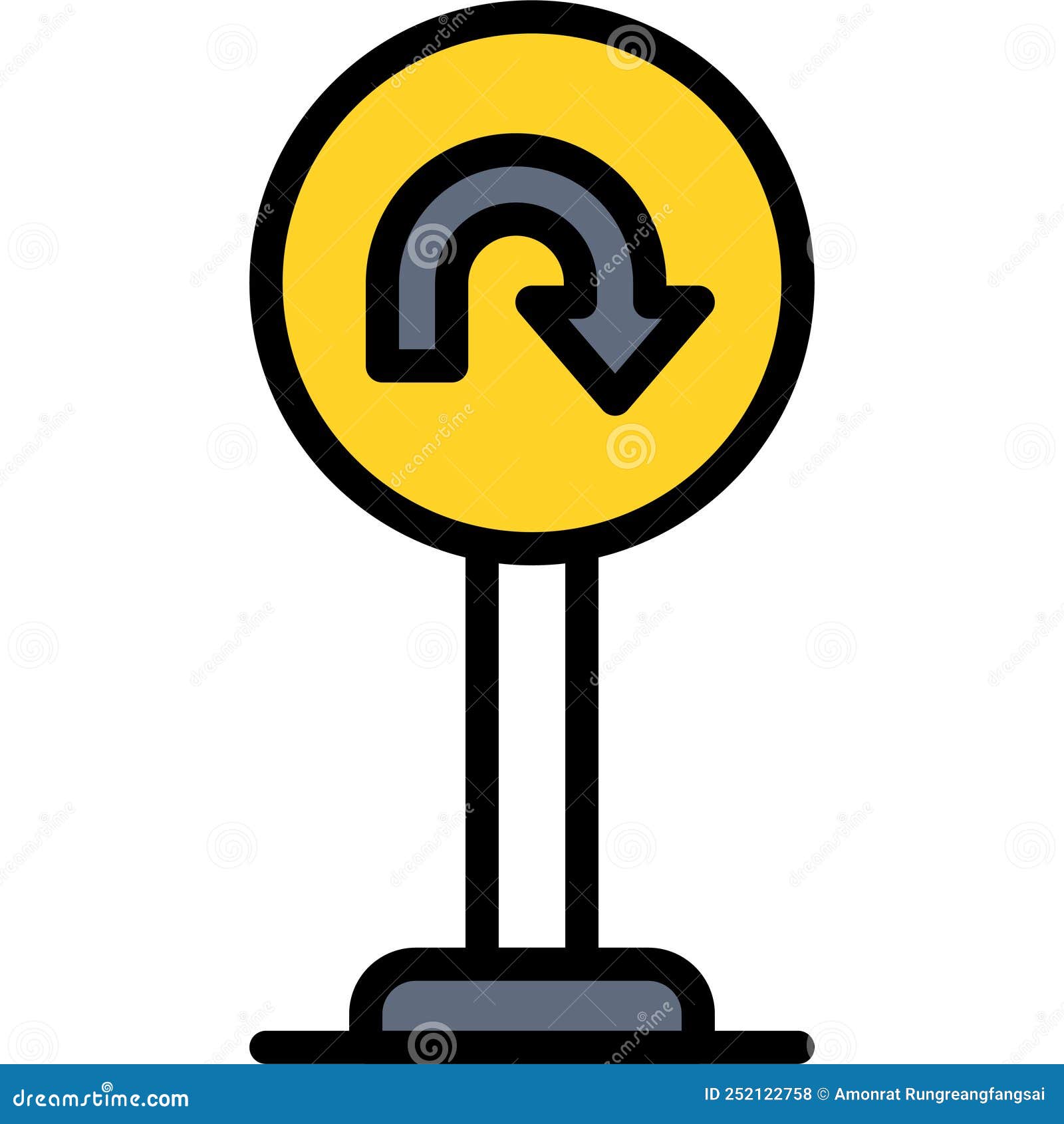 U Turn Sign Icon, Location Map and Navigation Vector Stock Vector ...