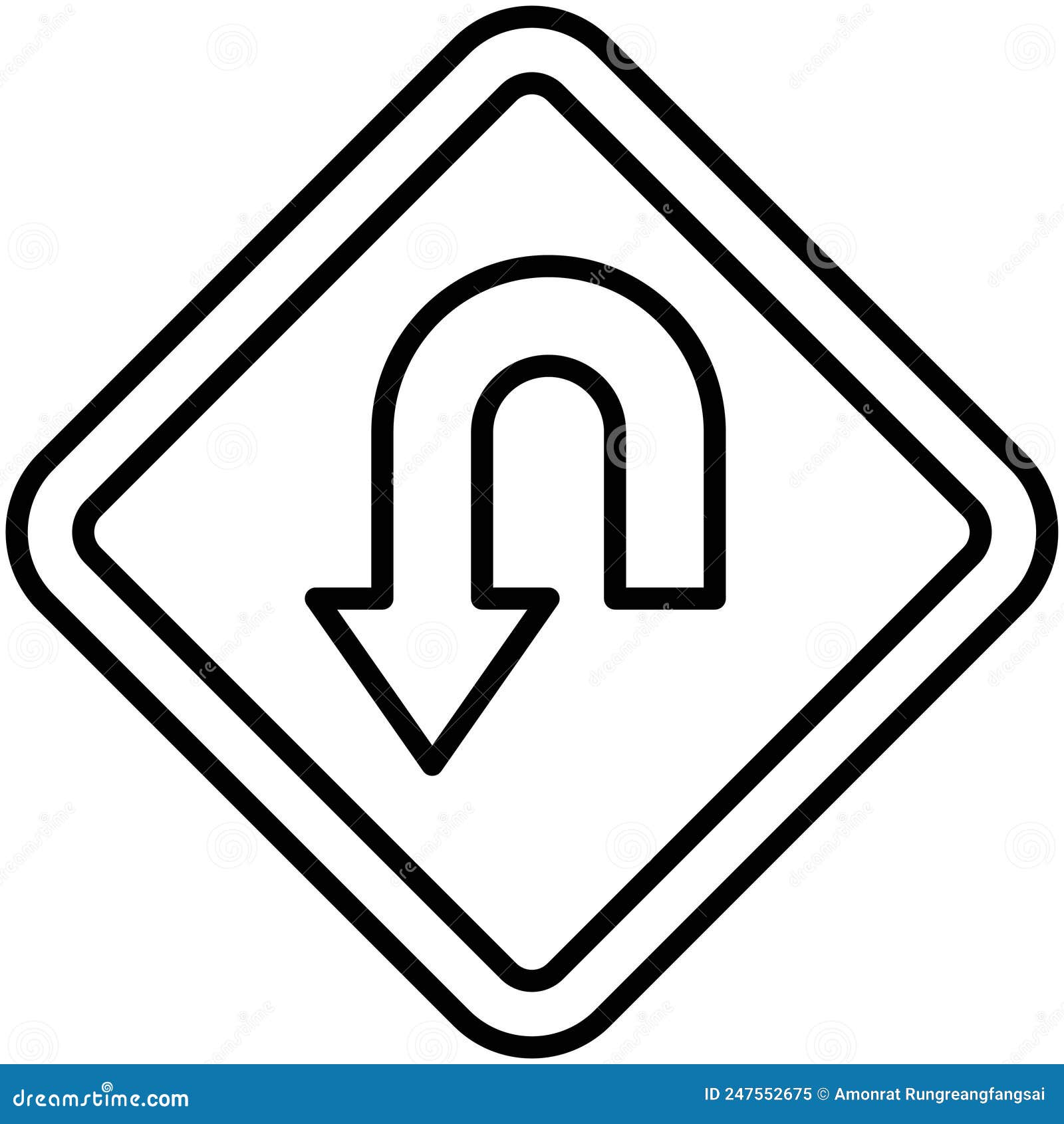 U Turn Sign Icon, Traffic Sign Vector Illustration Stock Vector ...