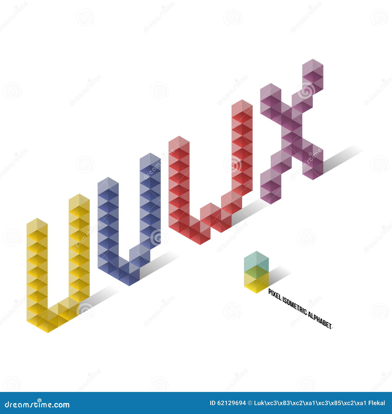 Pixel Isometric Font. 8-bit Symbols. 3D Digital Video Game Style ...