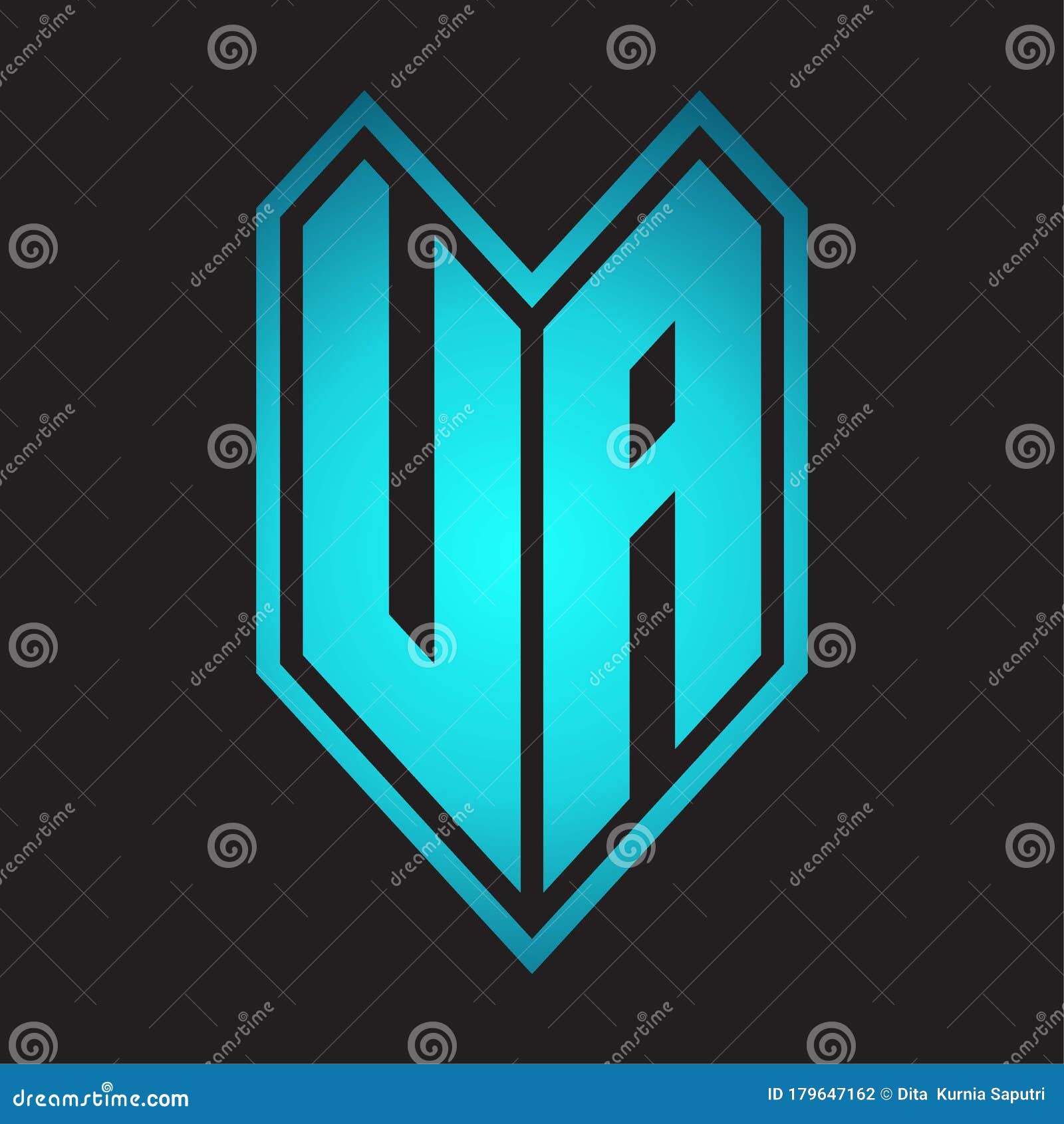 UA Logo Monogram with Emblem Line Style Isolated on Blue Gradient ...