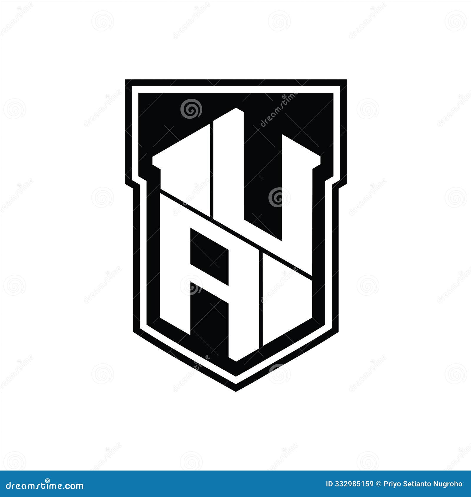 UA Logo Monogram Hexagon Geometric Up and Down Inside Shield Isolated ...