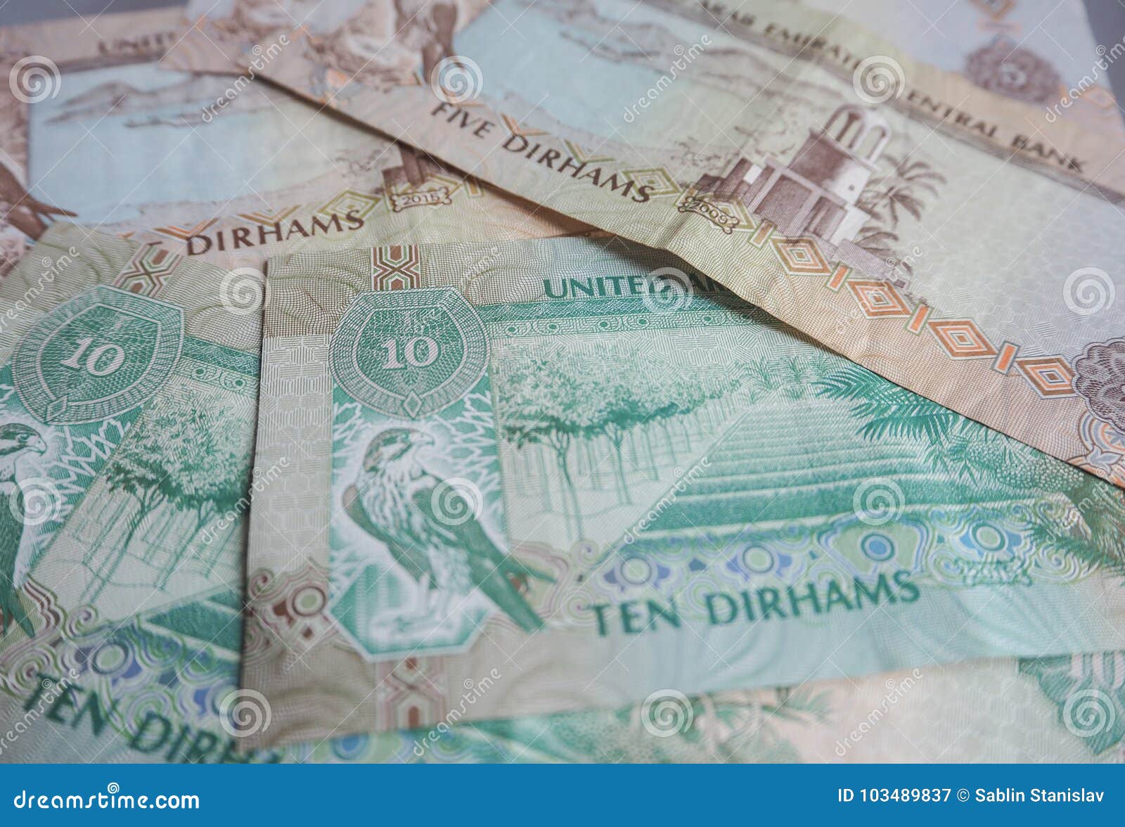 UAE Dirham Currency Notes and Coins. Stock Image - Image of money ...