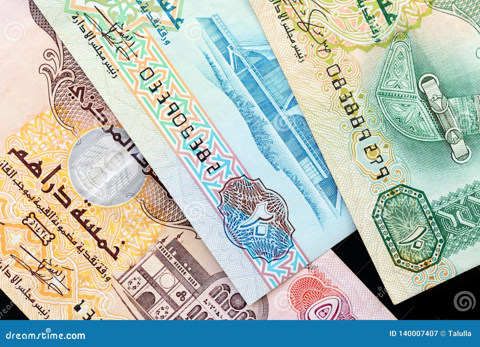 UAE Dirham Currency Notes on a Dark Background Stock Image - Image of ...