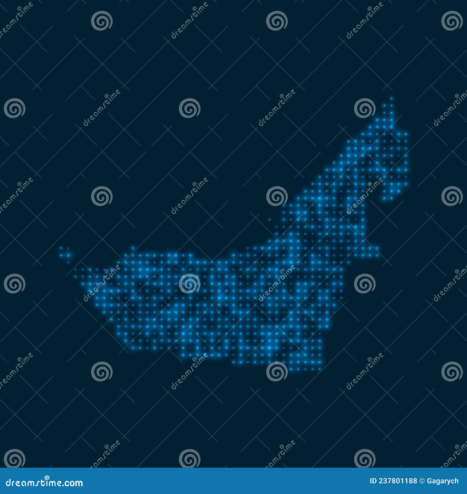 UAE dotted glowing map. stock vector. Illustration of communication ...