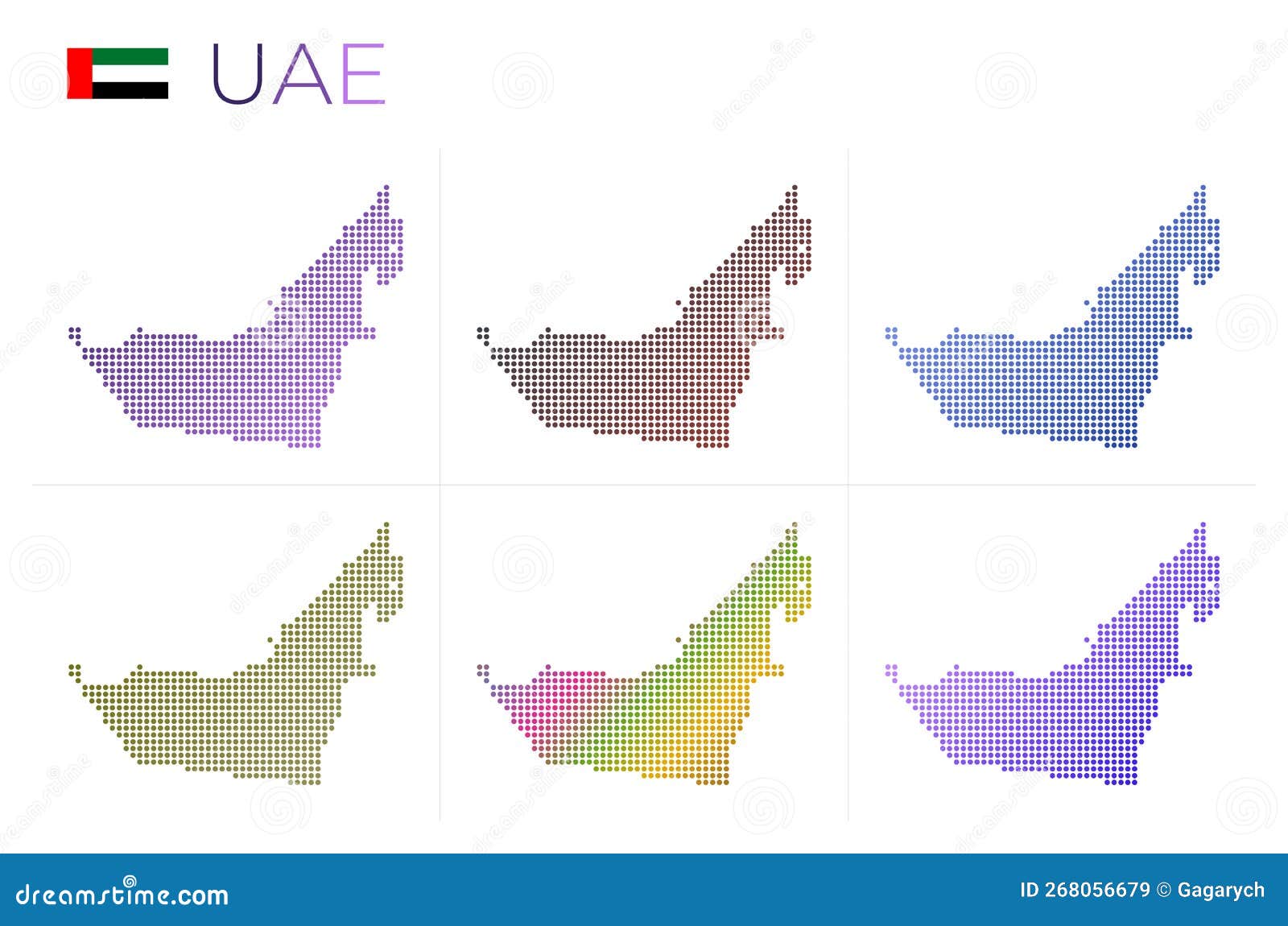 UAE dotted map set. stock vector. Illustration of collection - 268056679